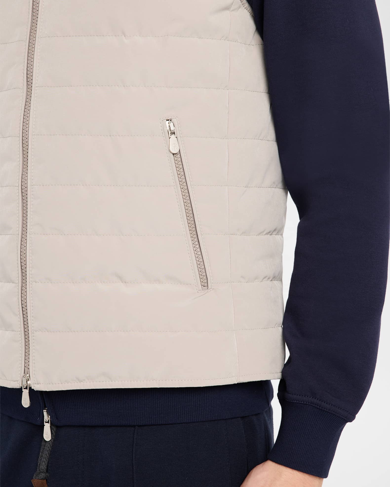 Brunello Cucinelli Men's Bonded Nylon Down Vest | Neiman Marcus