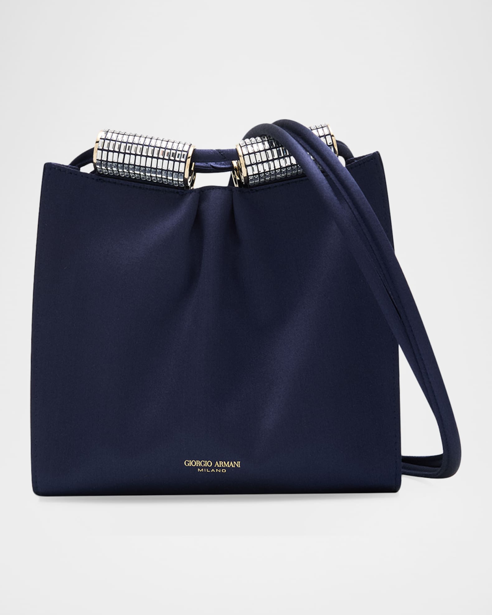 Giorgio Armani Satin Shoulder Bag with Rhinestone Detail | Neiman Marcus