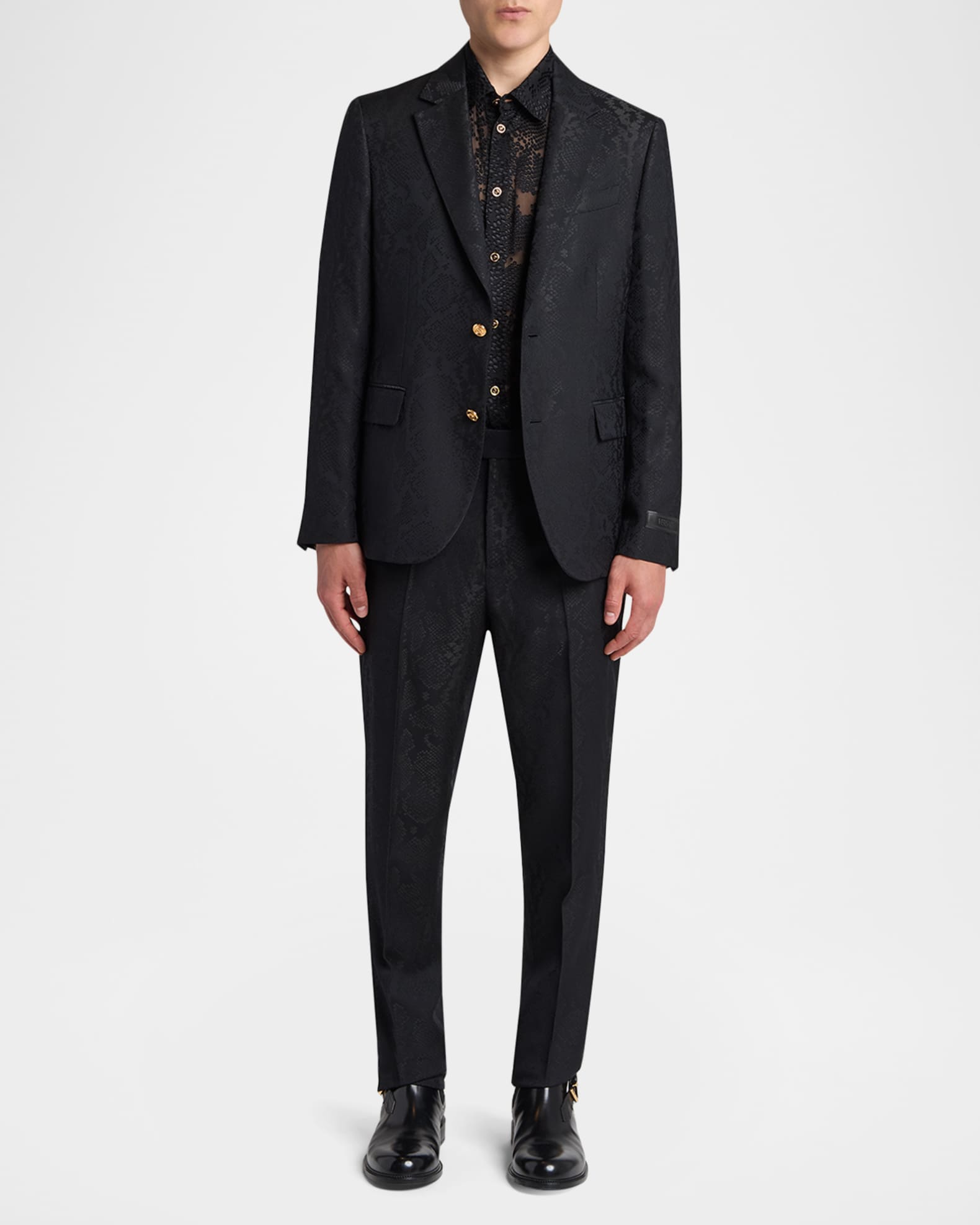 Versace Men's Python Jacquard Formal Pants | Neiman Marcus