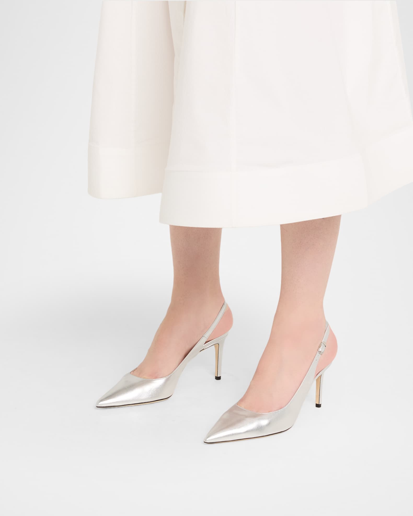 Stuart Weitzman 75mm Stuart Power Metallic Leather Slingback Pumps ...