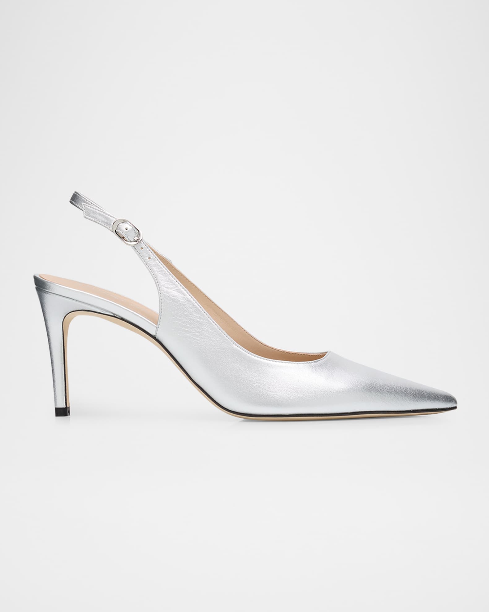 Stuart Weitzman 75mm Stuart Power Metallic Leather Slingback Pumps ...