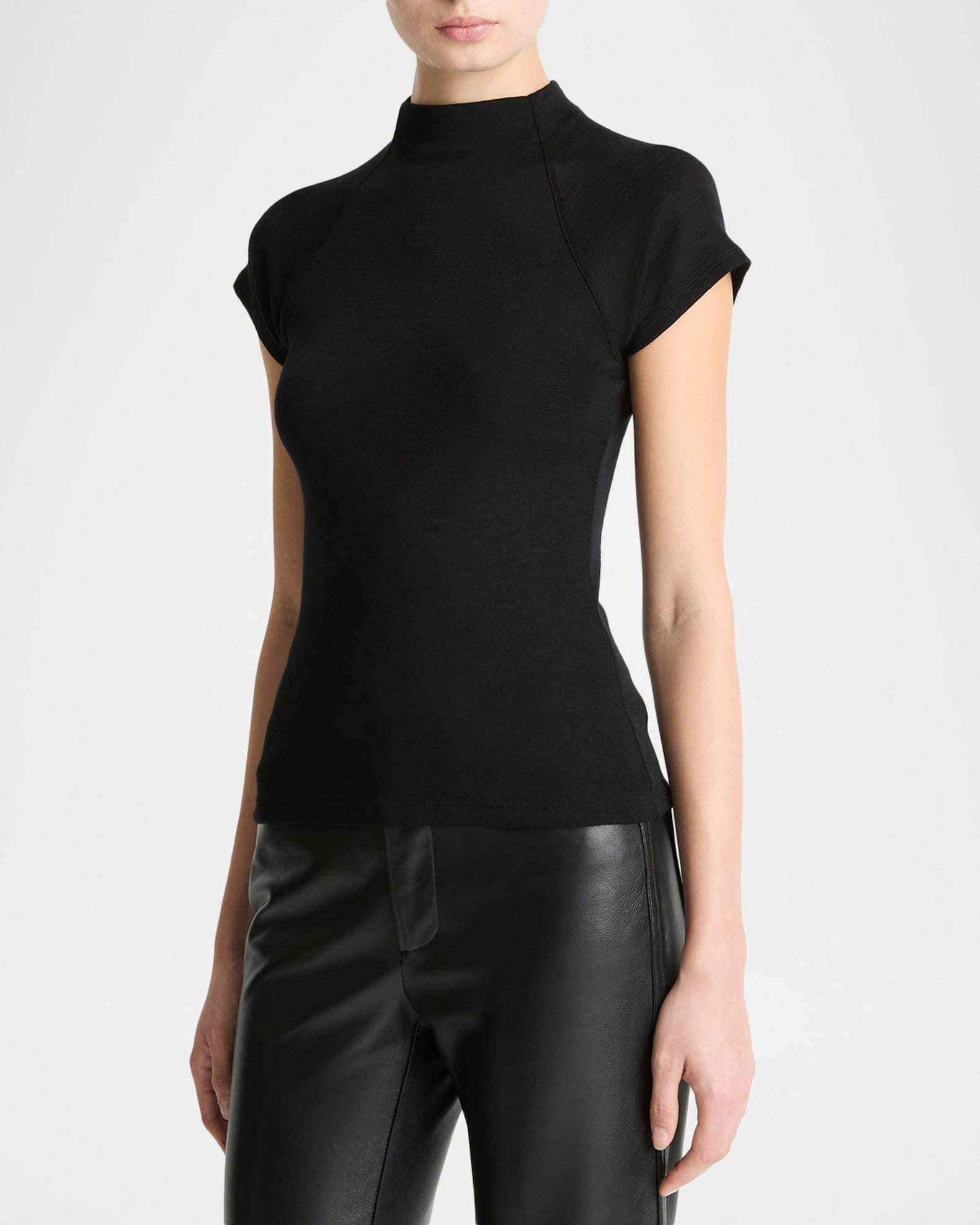 Vince Raglan Cap-Sleeve Wool Top | Neiman Marcus