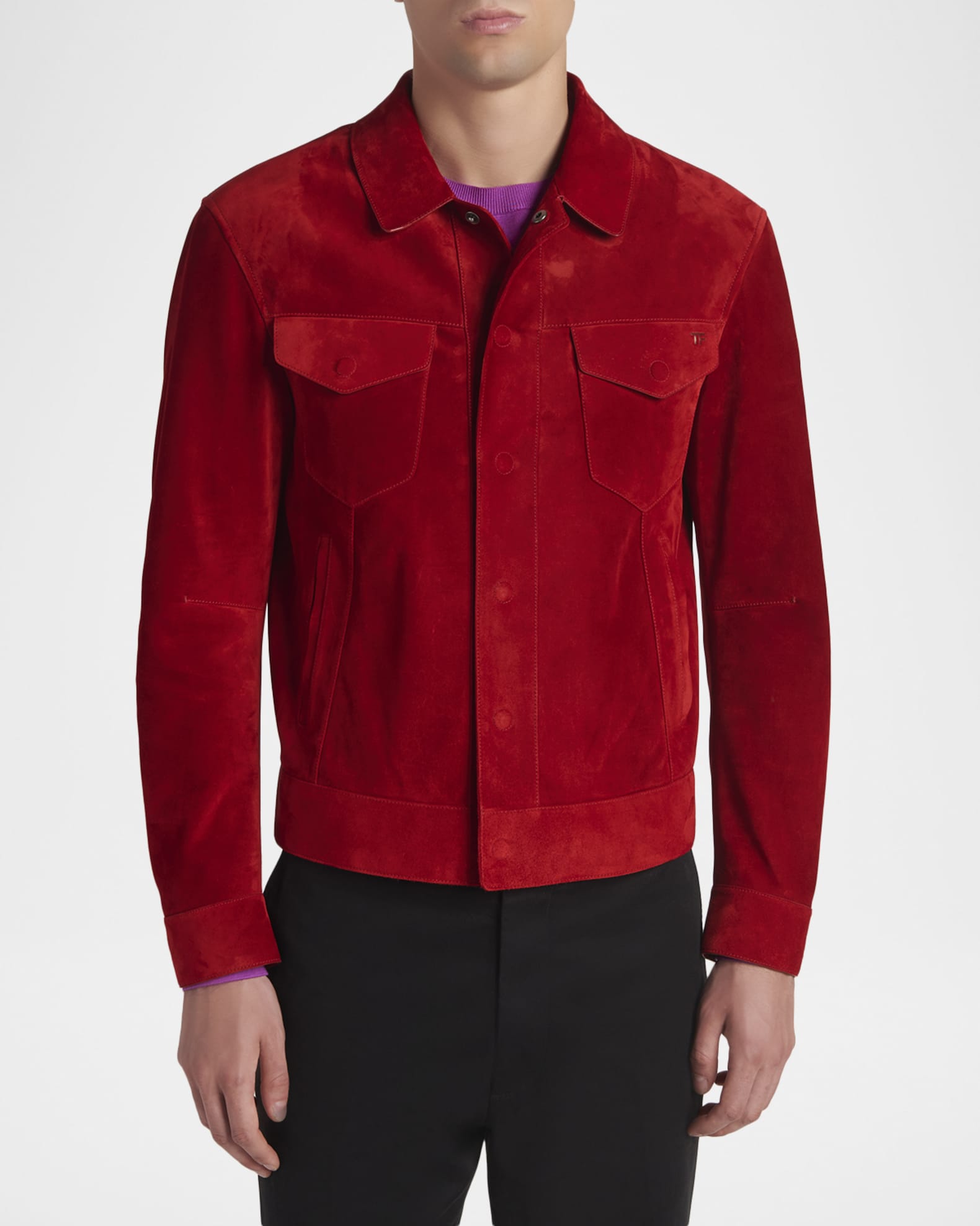 TOM FORD Men's Suede Snap-Front Western Jacket | Neiman Marcus