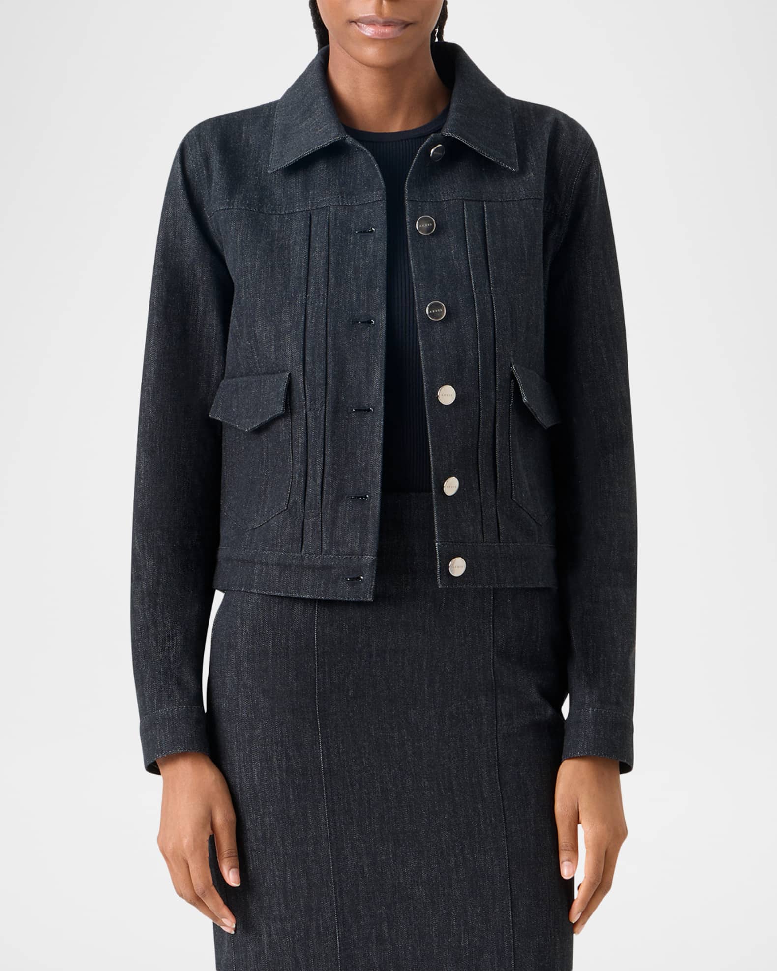 Akris Hilbert Short Stretch Denim Jacket | Neiman Marcus