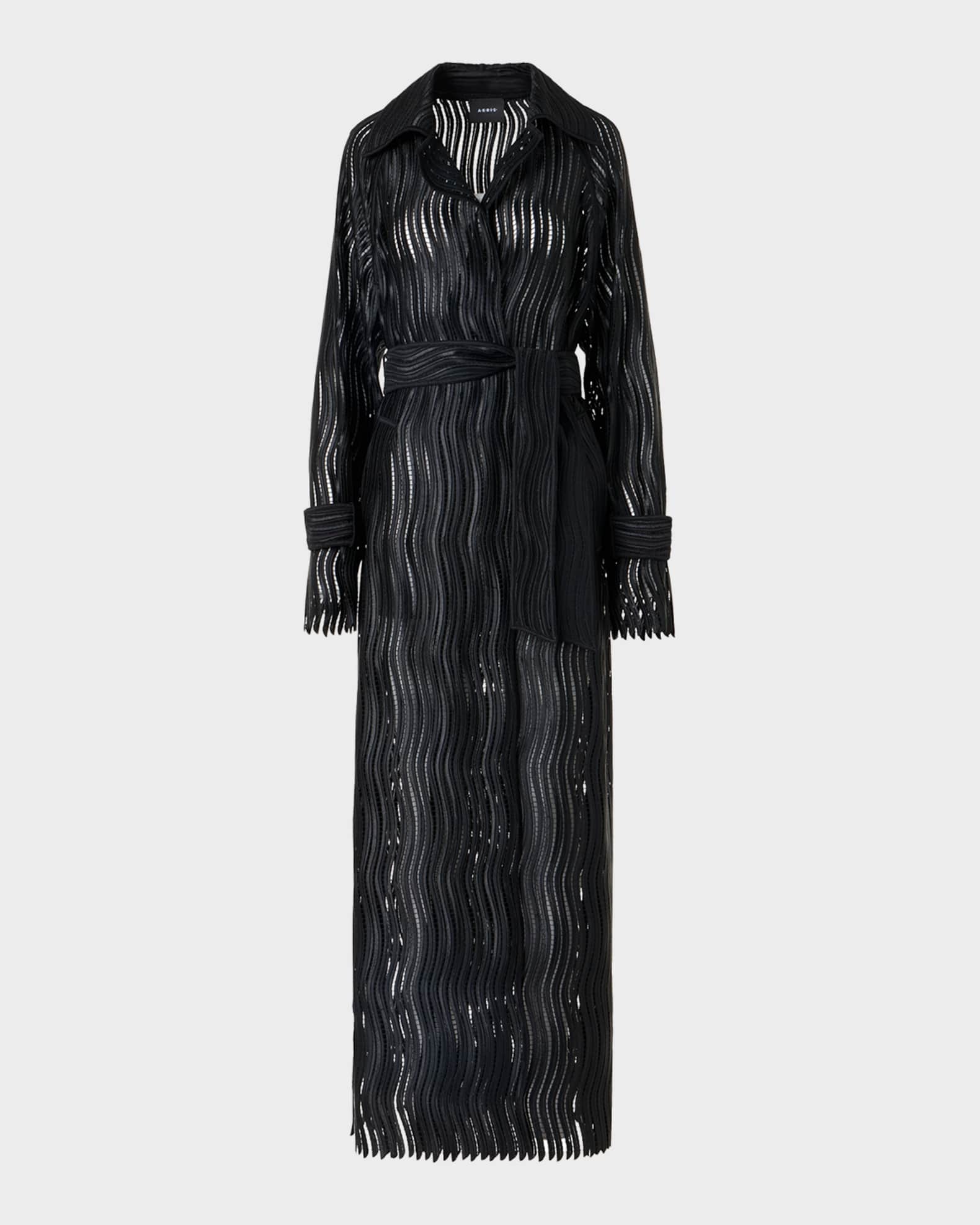 Akris Wave Embroidered Single-Breasted Long Coat | Neiman Marcus