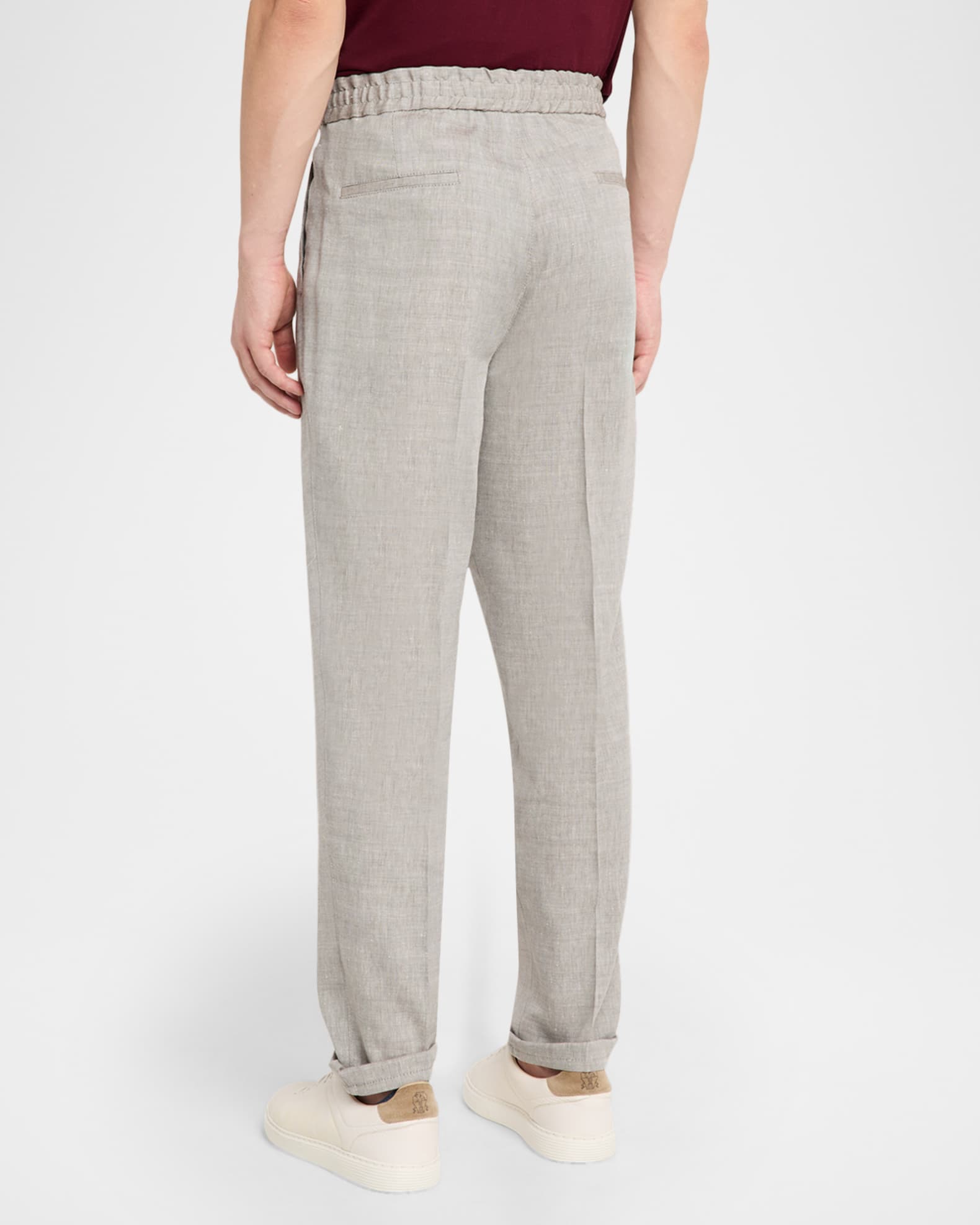 Brunello Cucinelli Men's Linen and Wool Pleated Drawstring Pants ...