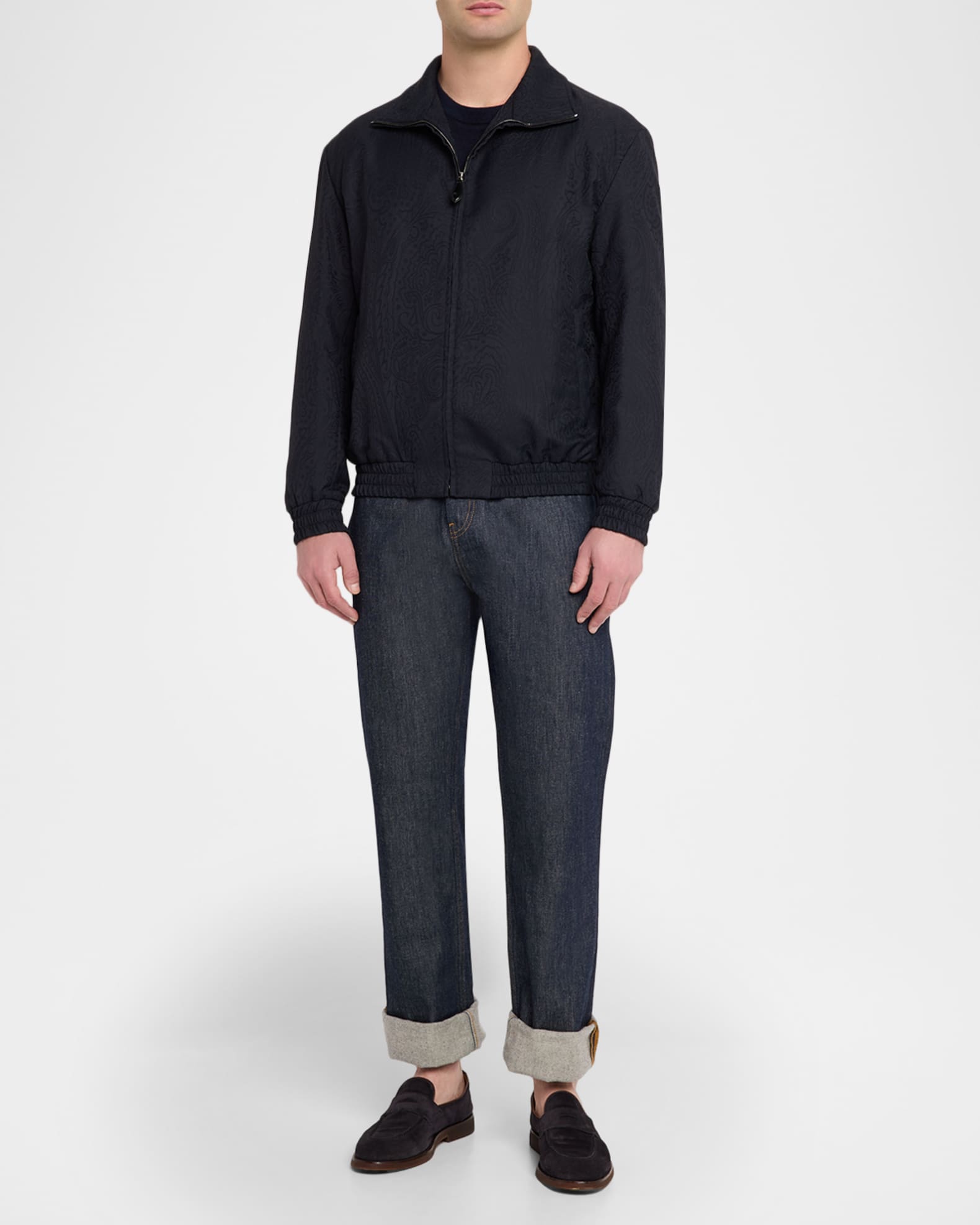 Etro Men's Paisley Jacquard Zip-Front Jacket | Neiman Marcus
