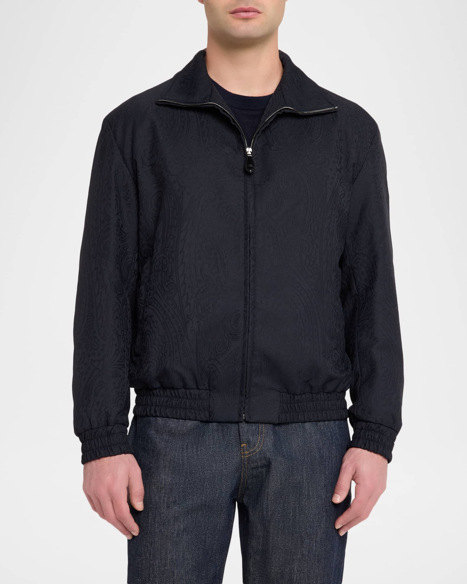 Etro Men's Paisley Jacquard Zip-Front Jacket | Neiman Marcus