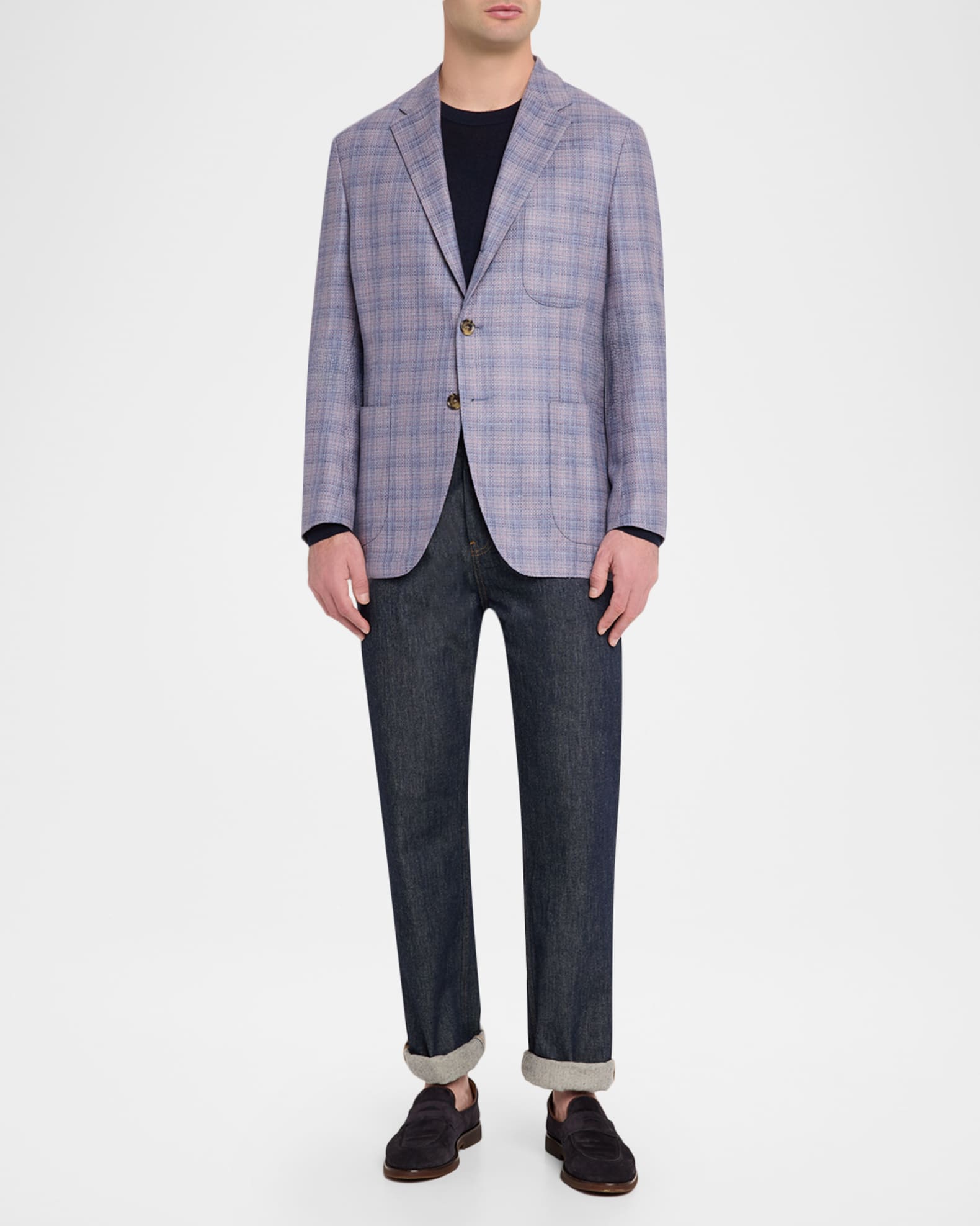 Etro Men's Silk-Wool Check Sport Coat | Neiman Marcus