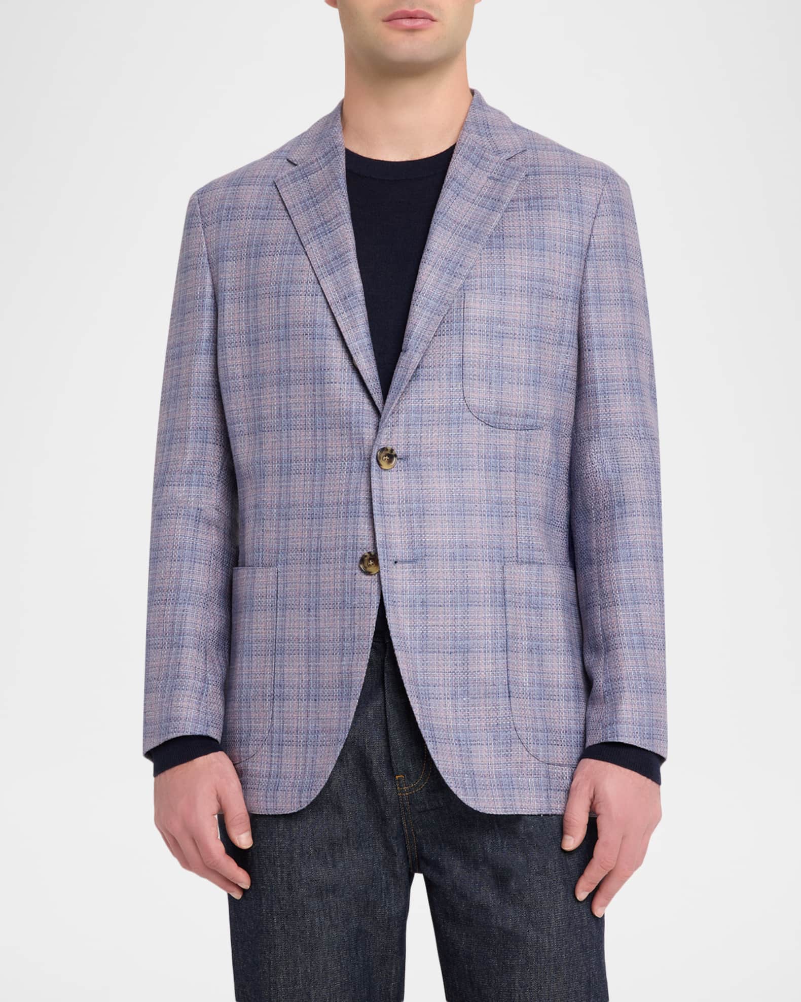 Etro Men's Silk-Wool Check Sport Coat | Neiman Marcus