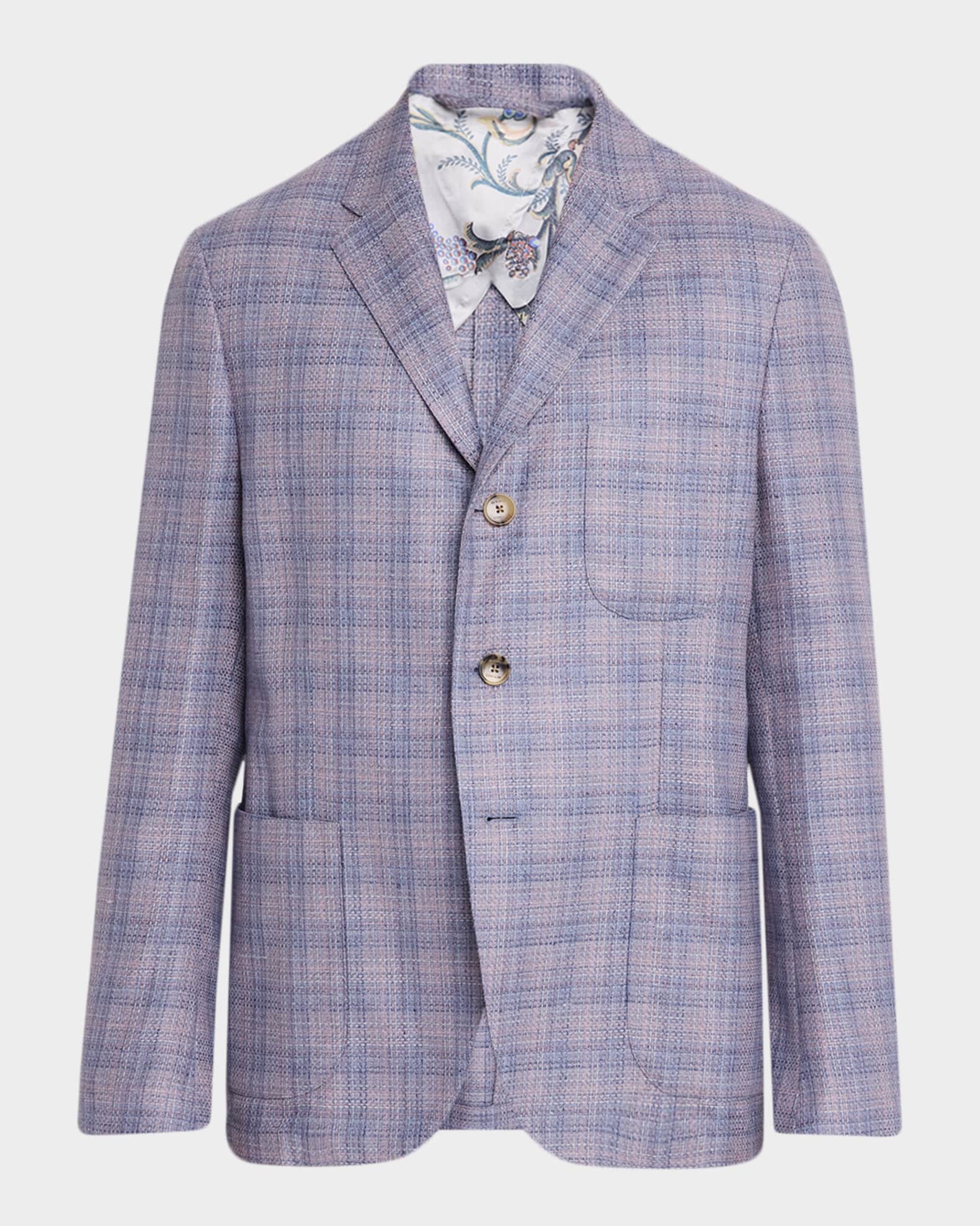 Etro Men's Silk-Wool Check Sport Coat | Neiman Marcus