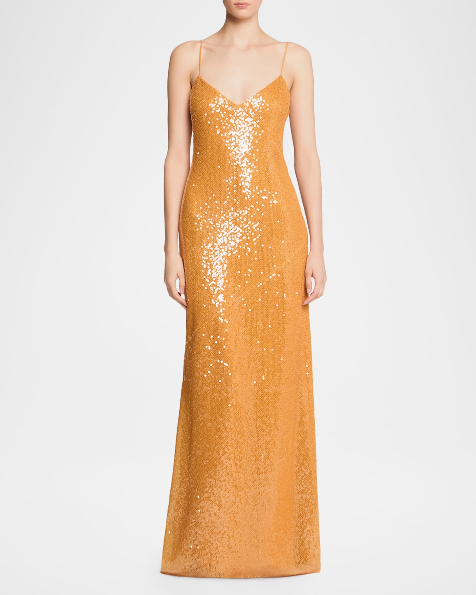 Halston Glora Sleeveless Sequin A-Line Gown | Neiman Marcus