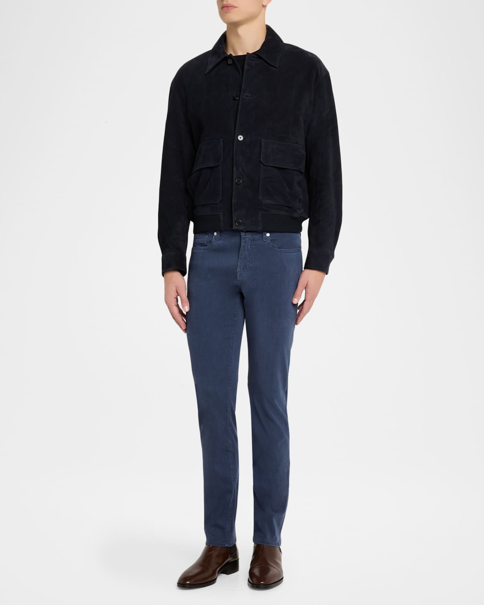 FRAME Men's Suede Button-Front Blouson | Neiman Marcus