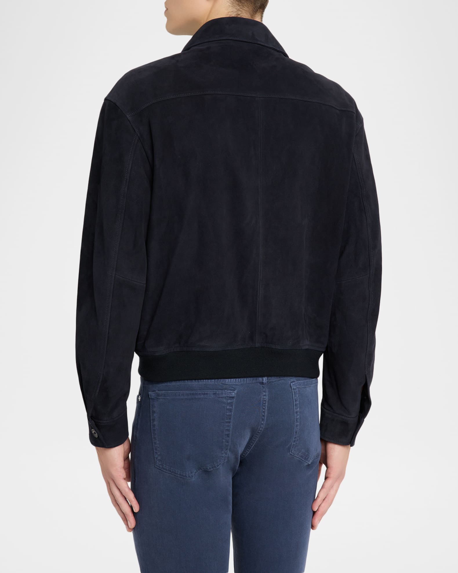 FRAME Men's Suede Button-Front Blouson | Neiman Marcus