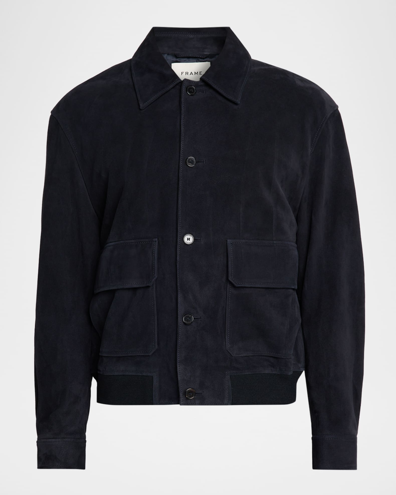 FRAME Men's Suede Button-Front Blouson | Neiman Marcus