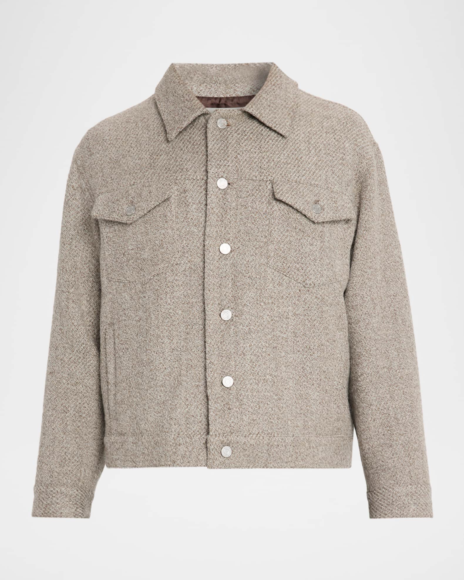 FRAME Men's Wool Tweed Trucker Jacket | Neiman Marcus