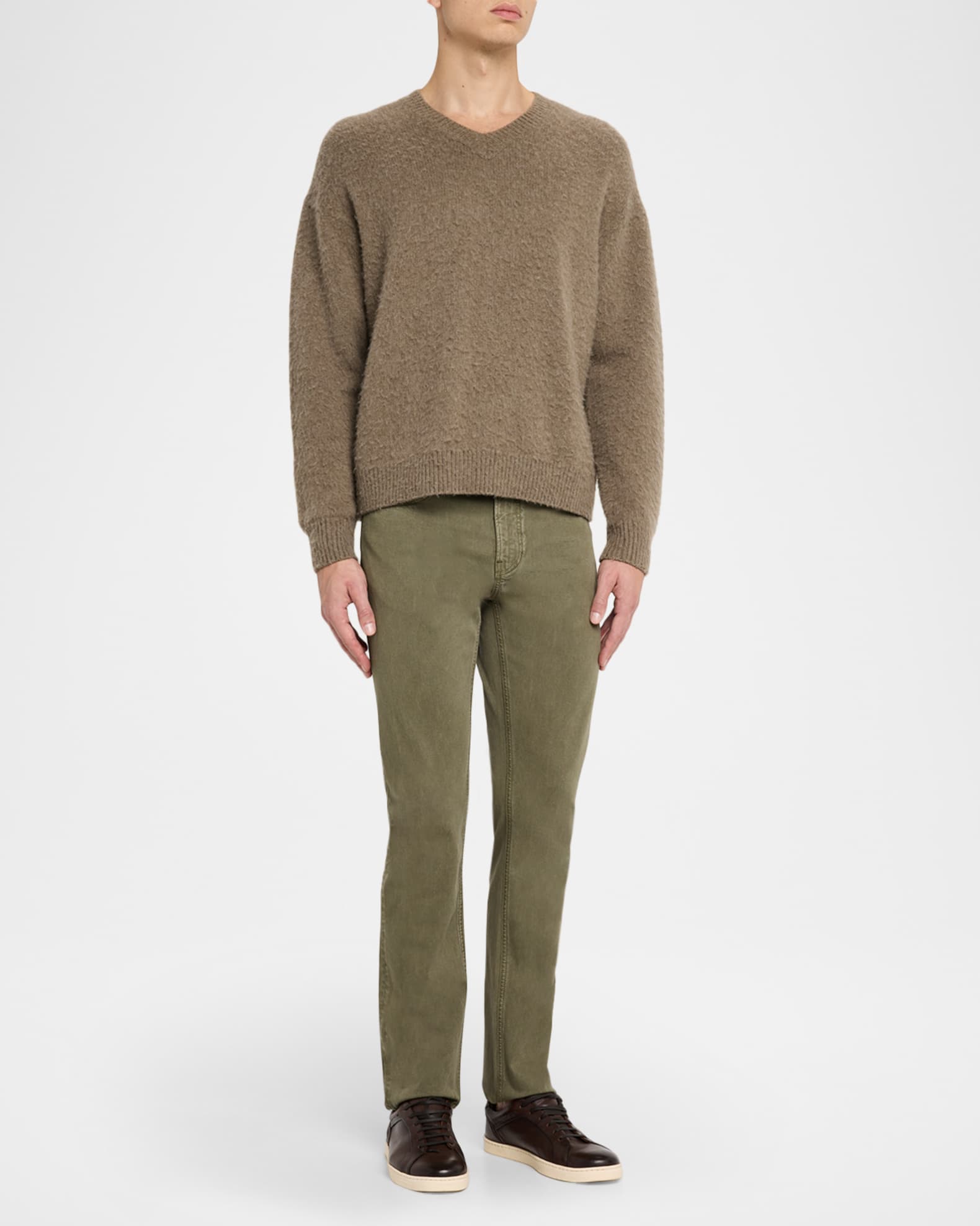 FRAME Men's Brushed Cashmere V-Neck Sweater | Neiman Marcus