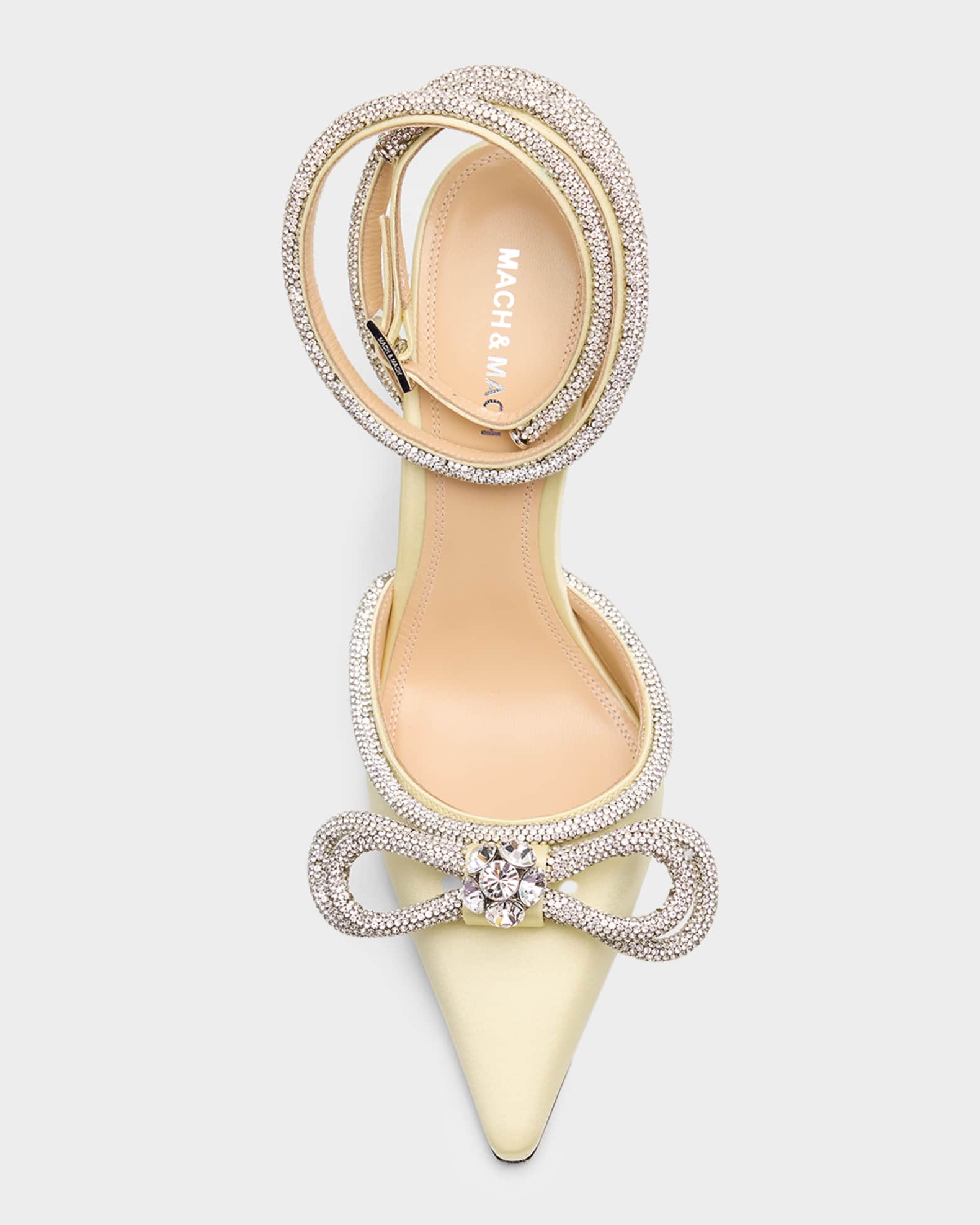 MACH & MACH Strass Mesh Double Bow Ankle-Strap Pumps | Neiman Marcus