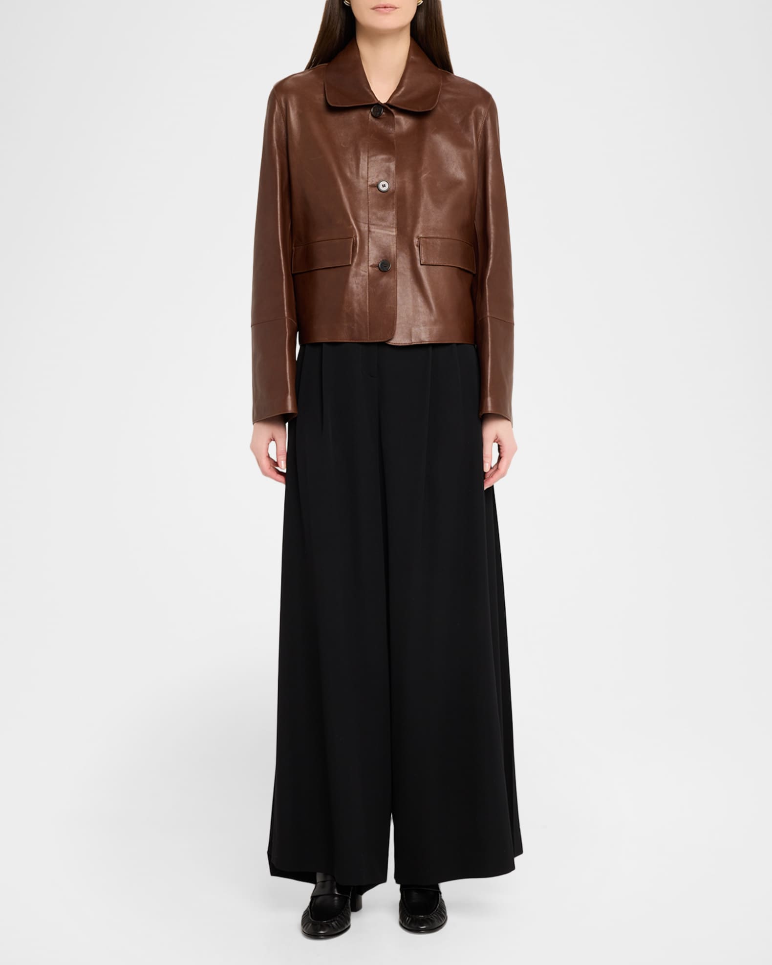Arma Button-Down Leather Jacket | Neiman Marcus