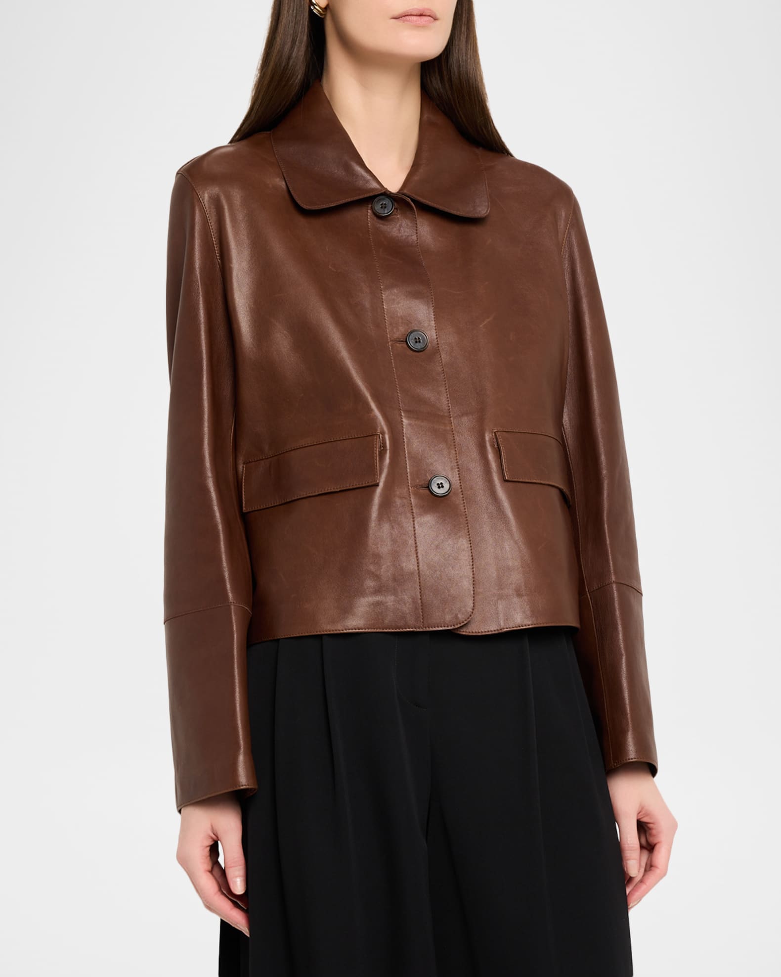 Arma Button-Down Leather Jacket | Neiman Marcus