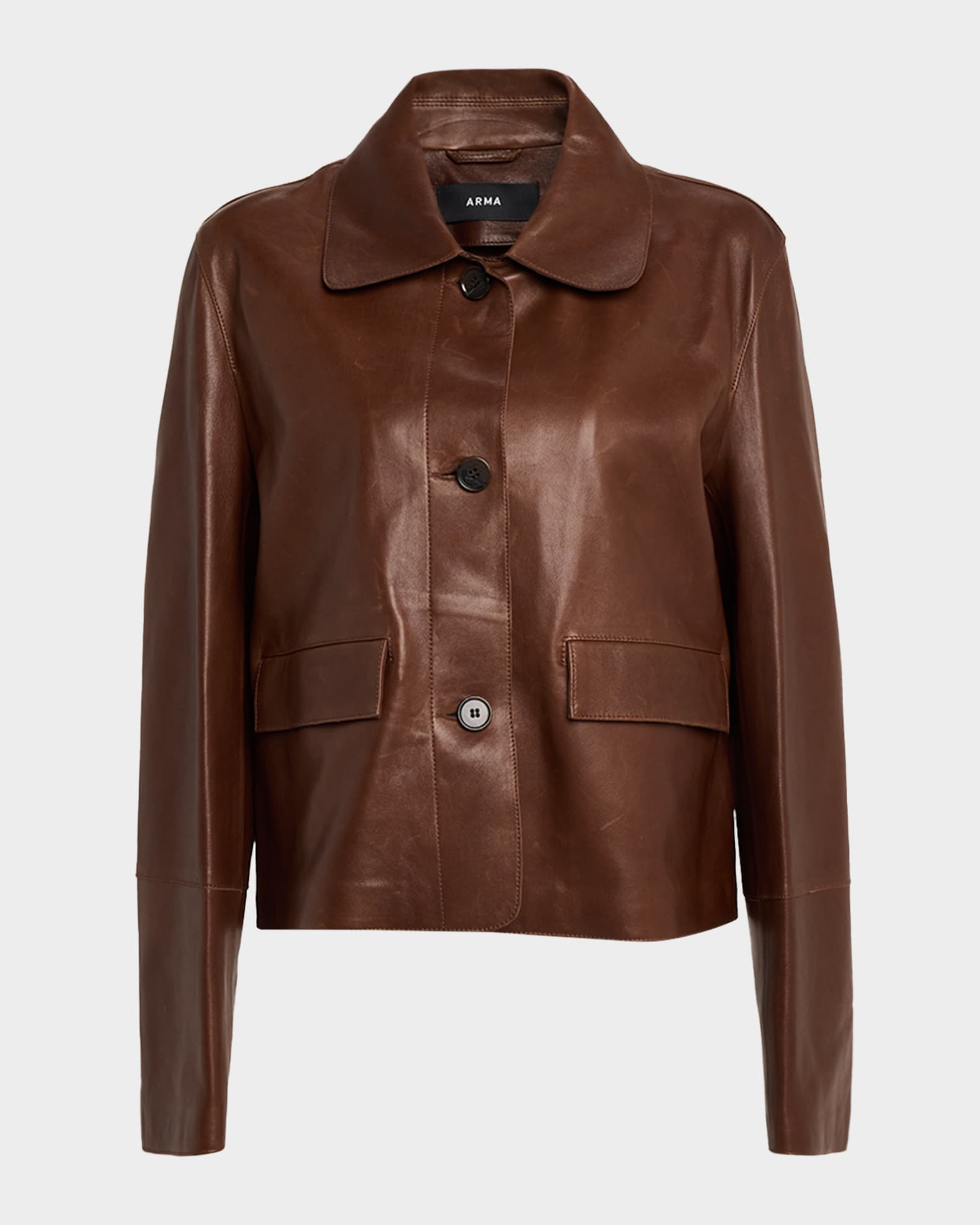 Arma Button-Down Leather Jacket | Neiman Marcus