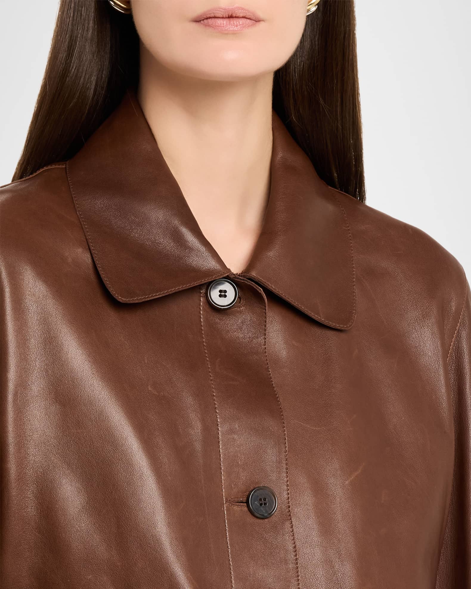 Arma Button-Down Leather Jacket | Neiman Marcus