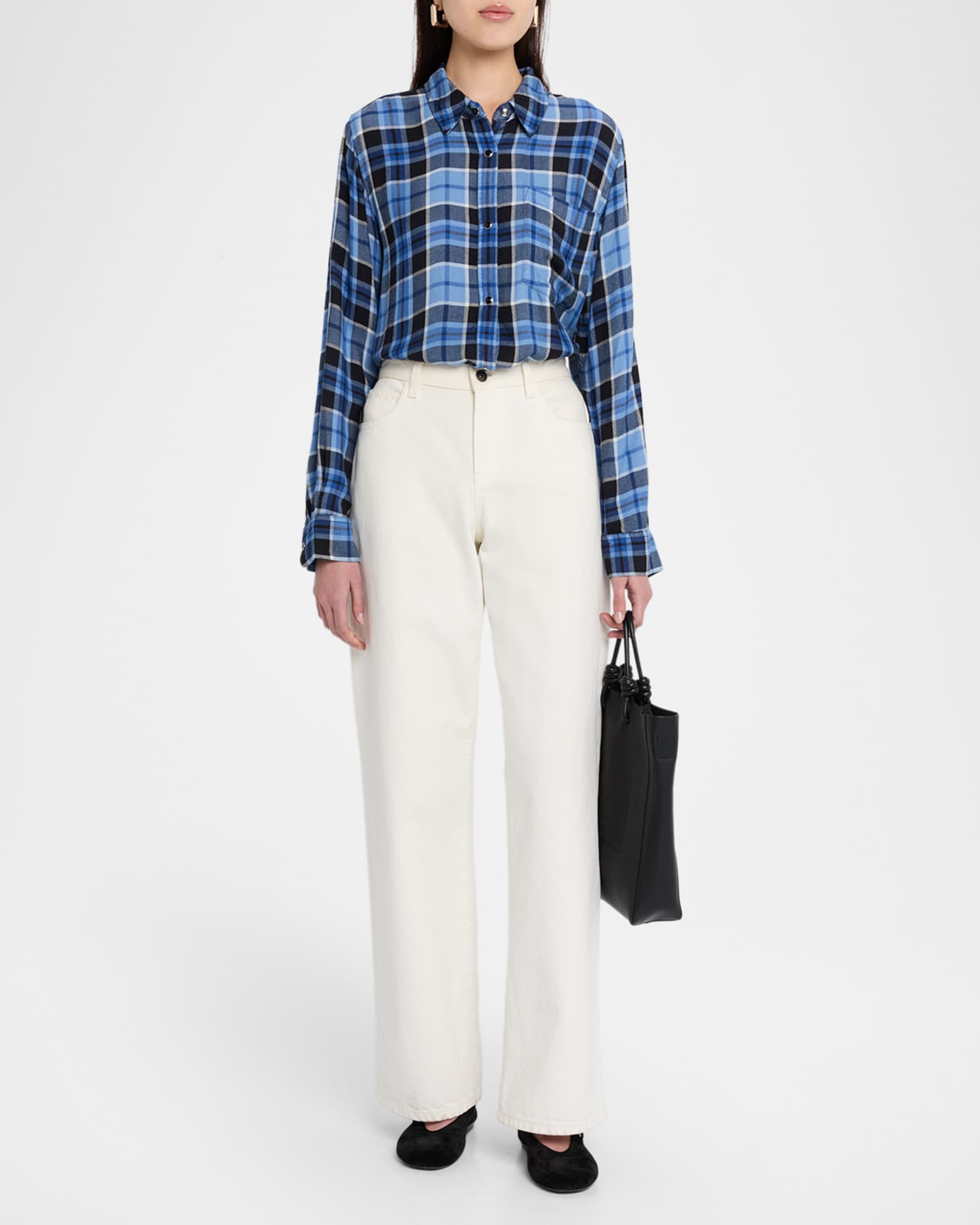 Rails Malin Boxy Plaid Twill Shirt | Neiman Marcus