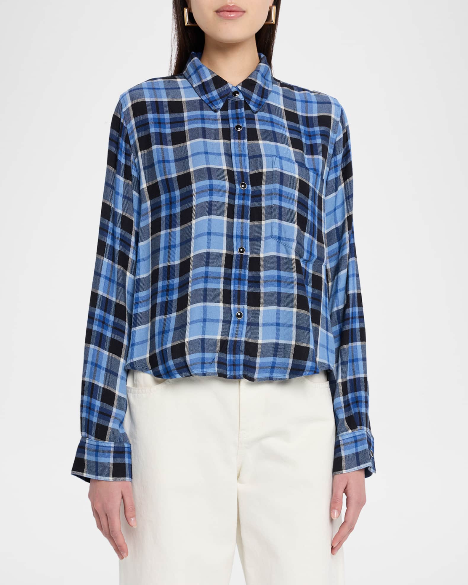 Rails Malin Boxy Plaid Twill Shirt | Neiman Marcus