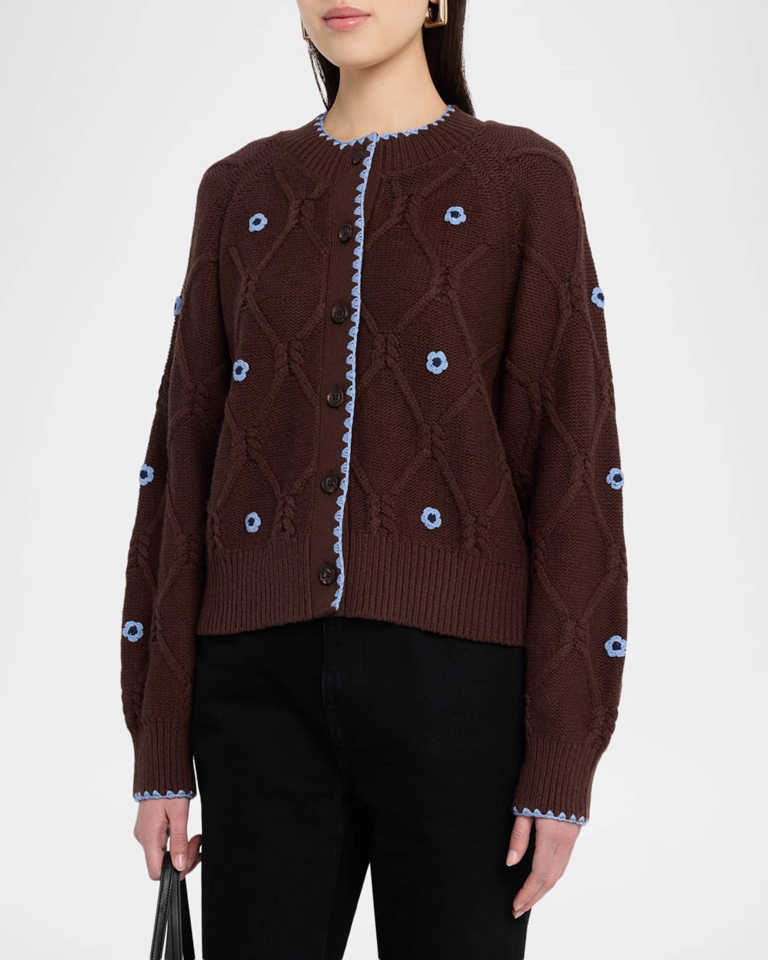 Rails Laurie Floral Cable-Knit Cardigan | Neiman Marcus