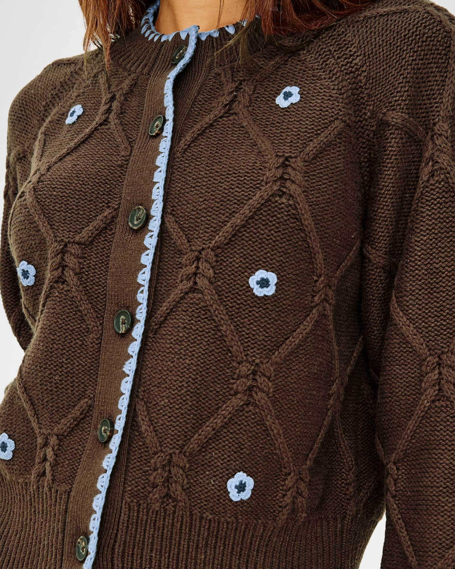 Rails Laurie Floral Cable-Knit Cardigan | Neiman Marcus