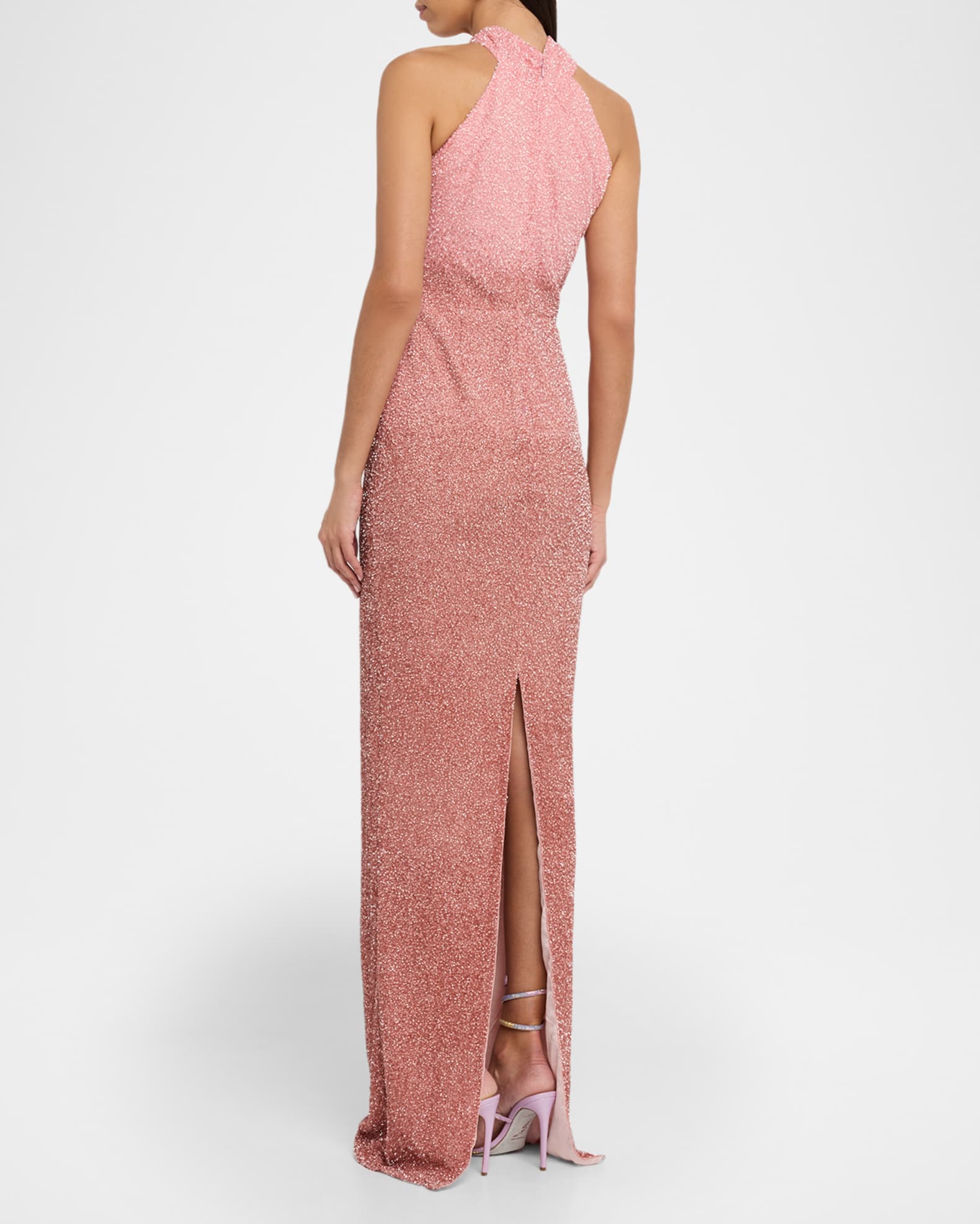 Pamella Roland Sequined Crisscross Halter Gown | Neiman Marcus