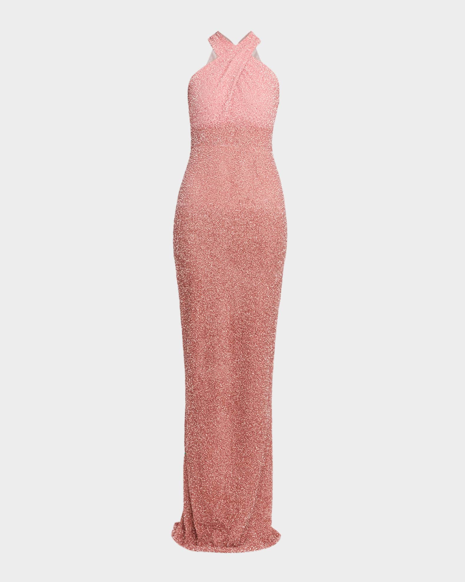 Pamella Roland Sequined Crisscross Halter Gown | Neiman Marcus