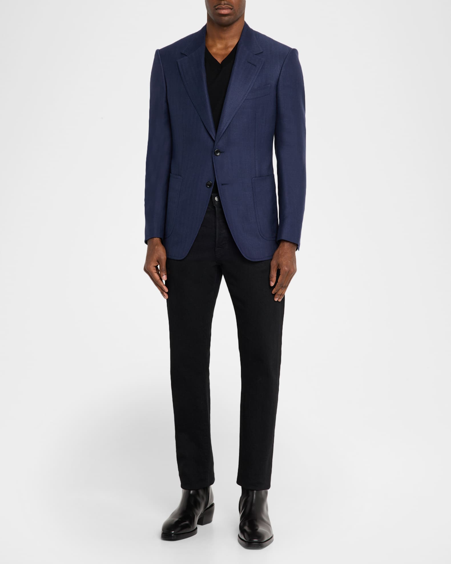 TOM FORD Men's Shelton Wool, Silk and Linen Herringbone Single-Breasted ...