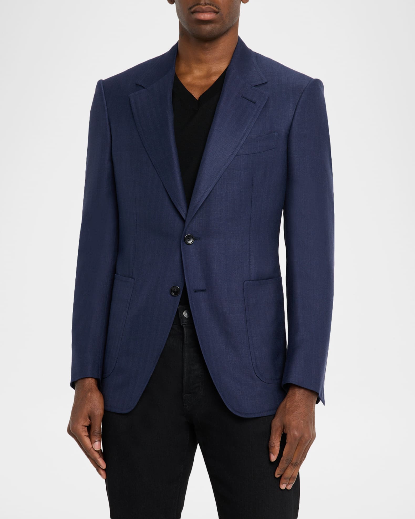 TOM FORD Men's Shelton Wool, Silk and Linen Herringbone Single-Breasted ...