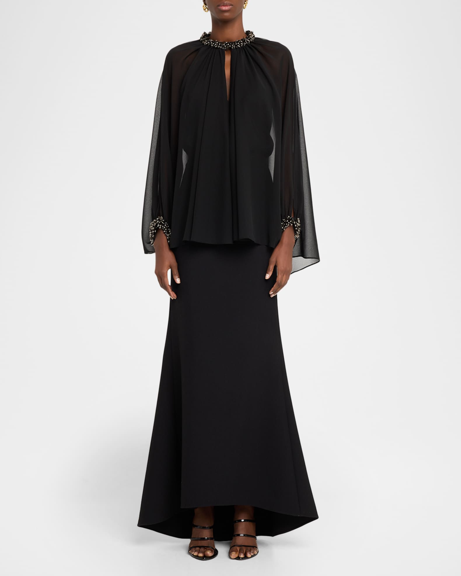 Ungaro Avery Beaded Chiffon Cape Blouse | Neiman Marcus