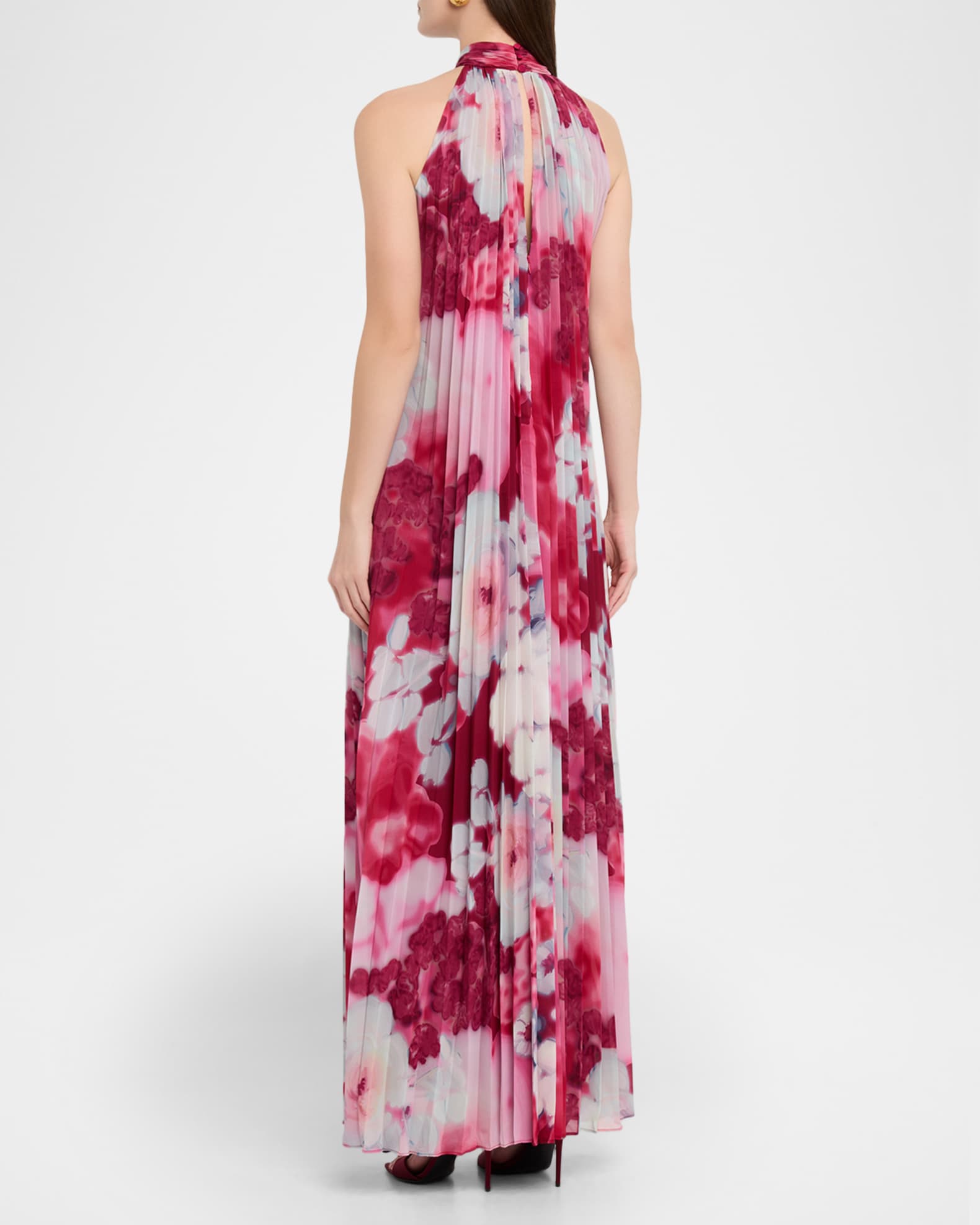 Ungaro Ira Pleated Floral-Print Halter Gown | Neiman Marcus