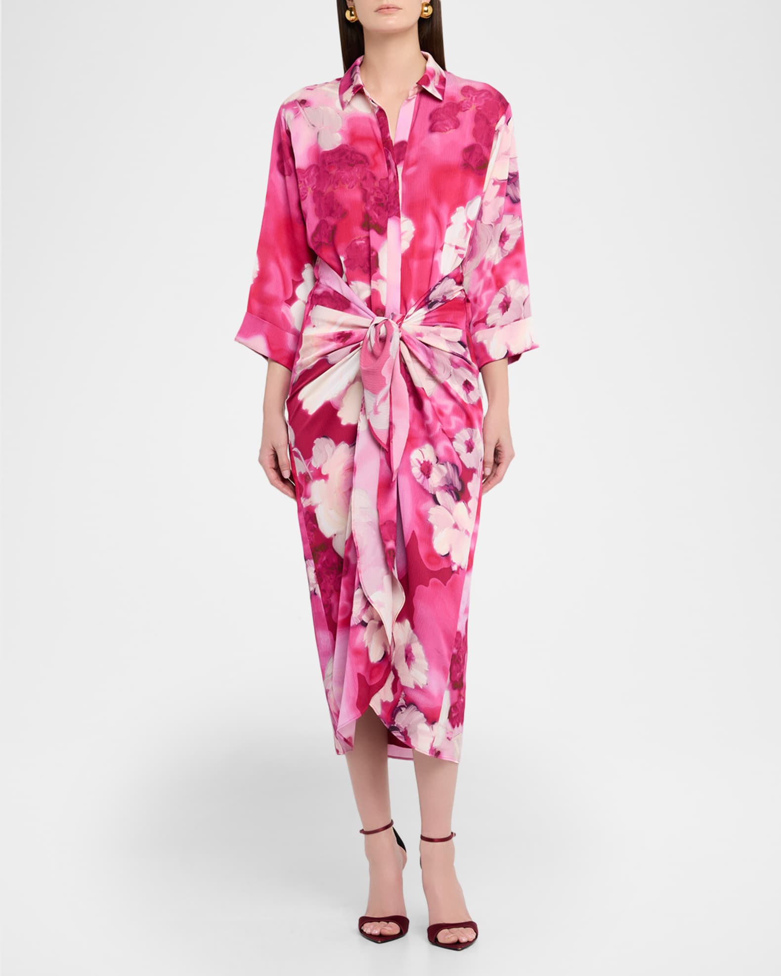 Ungaro Imani Floral-Print Midi Wrap Dress | Neiman Marcus