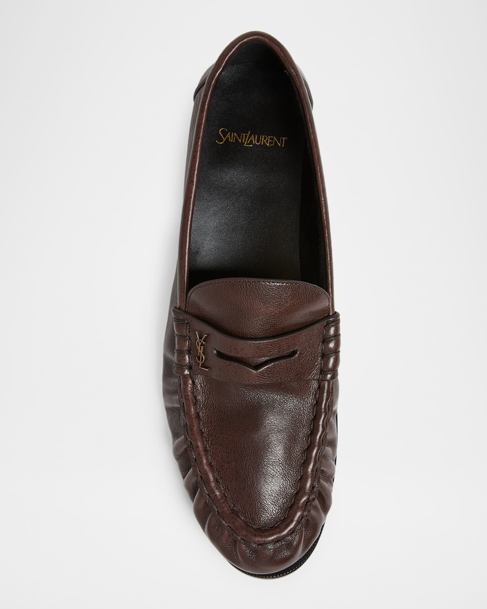 Saint Laurent Men's Le Loafer Creased Leather Mules | Neiman Marcus