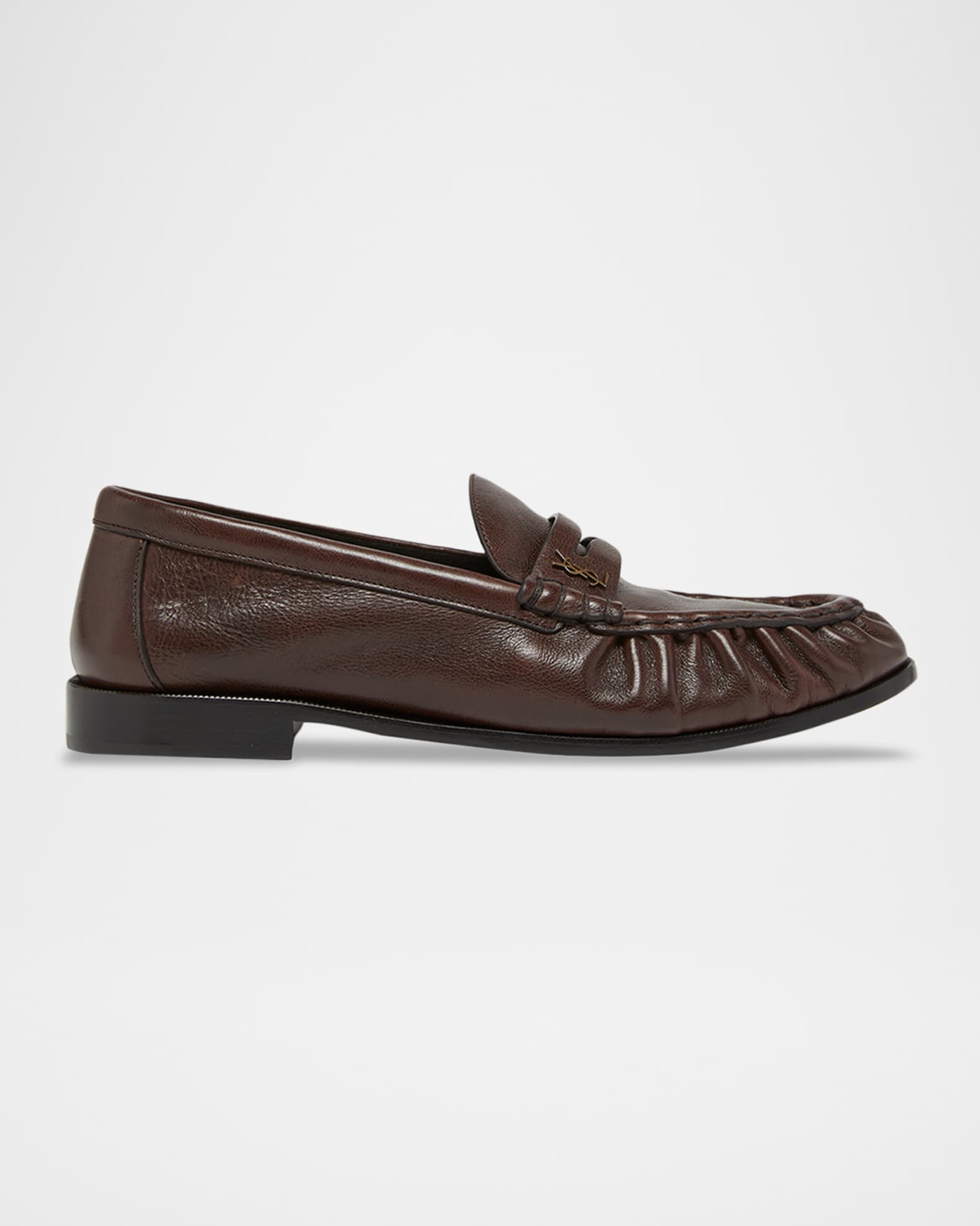 Saint Laurent Men's Le Loafer Creased Leather Mules | Neiman Marcus