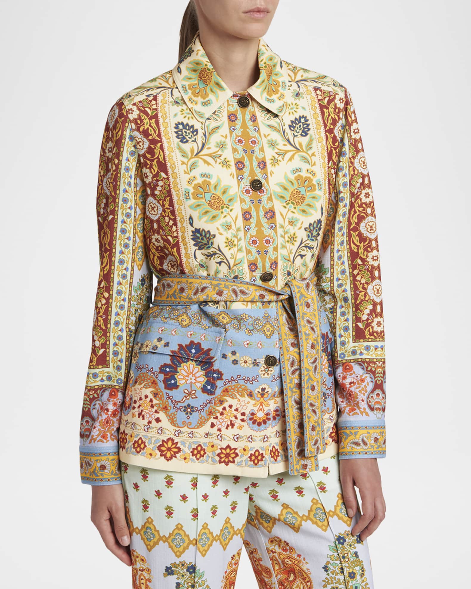 Etro Paisley Belted Safari Jacket | Neiman Marcus