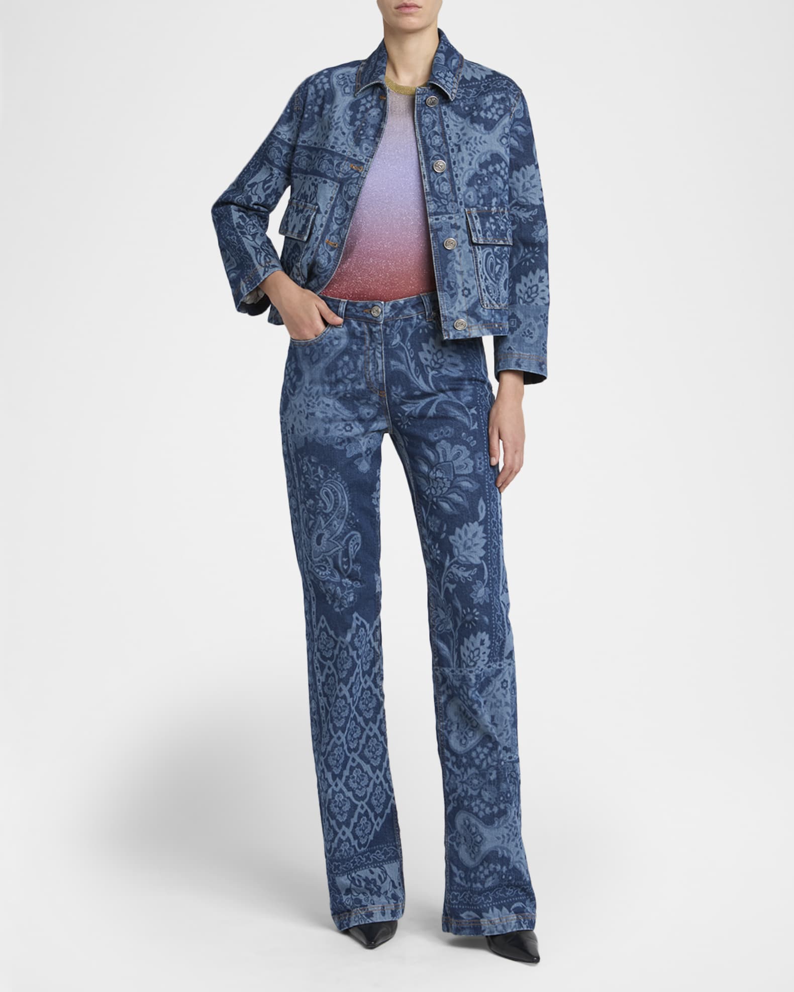Etro Jacquard Denim Jacket | Neiman Marcus