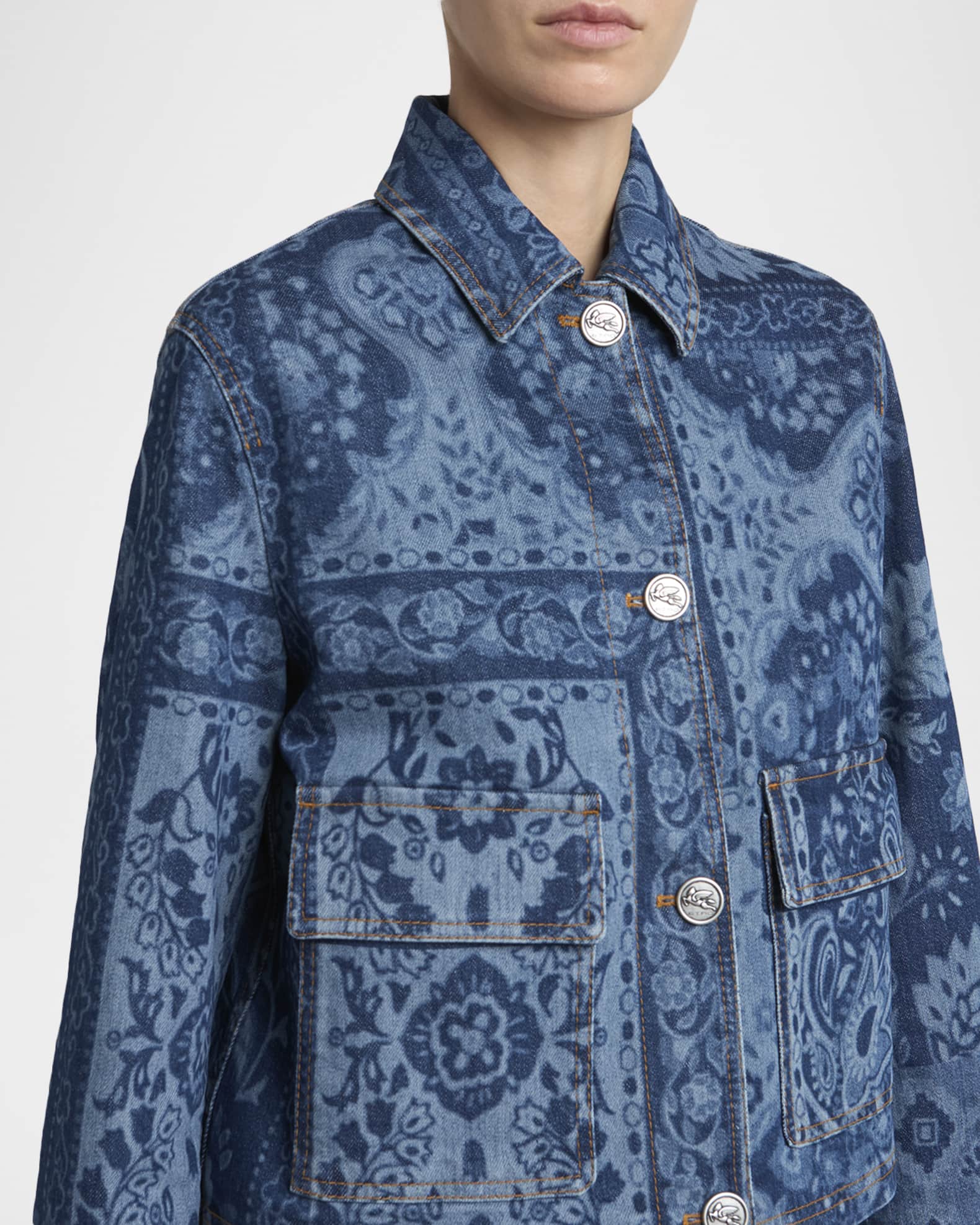 Etro Jacquard Denim Jacket | Neiman Marcus