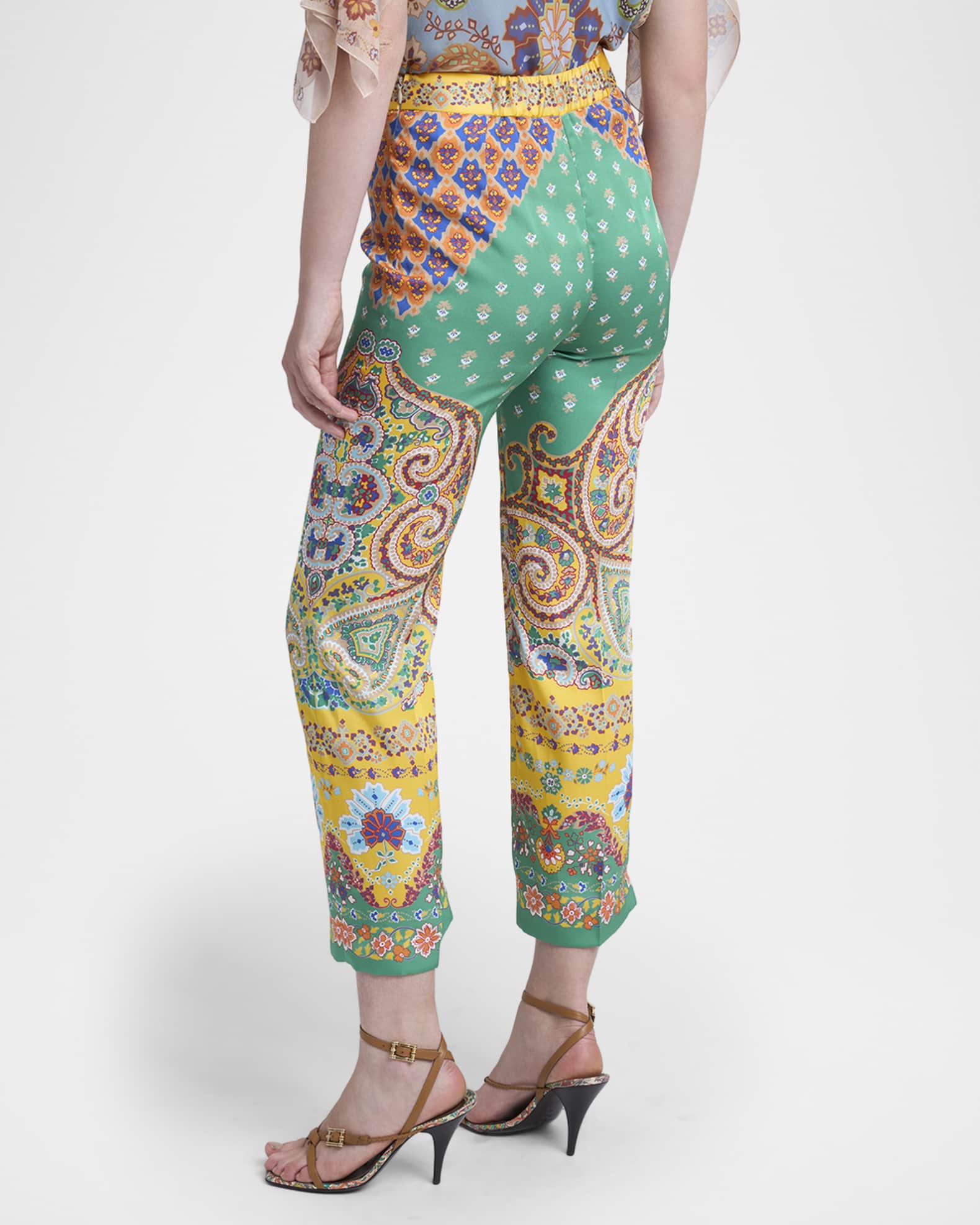 Etro Paisley Cropped Bootcut Trousers | Neiman Marcus