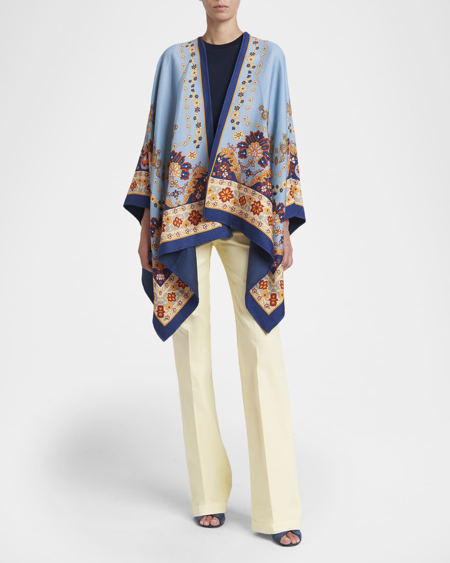 Etro Floral-Print Cotton Cape | Neiman Marcus