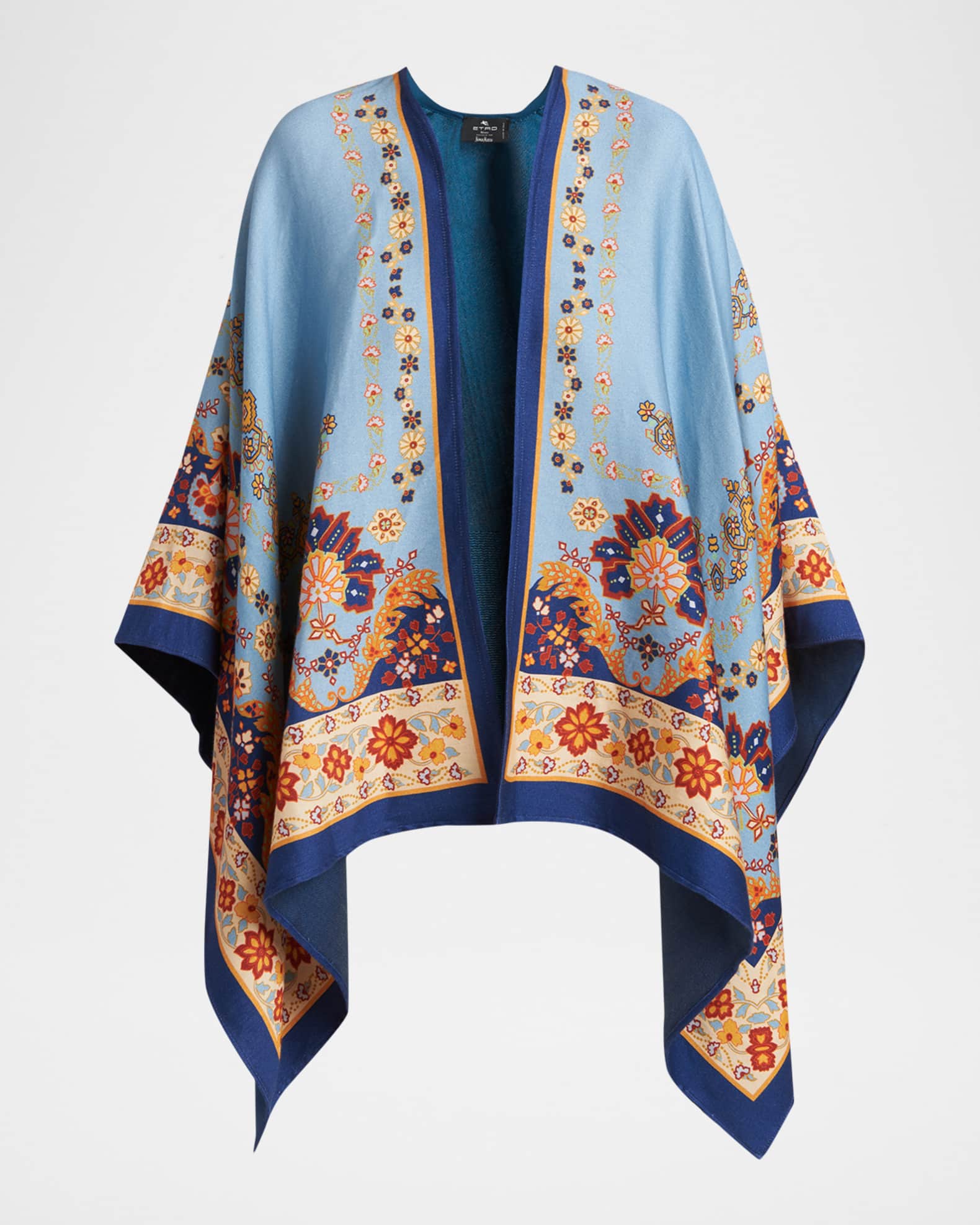 Etro Floral-Print Cotton Cape | Neiman Marcus
