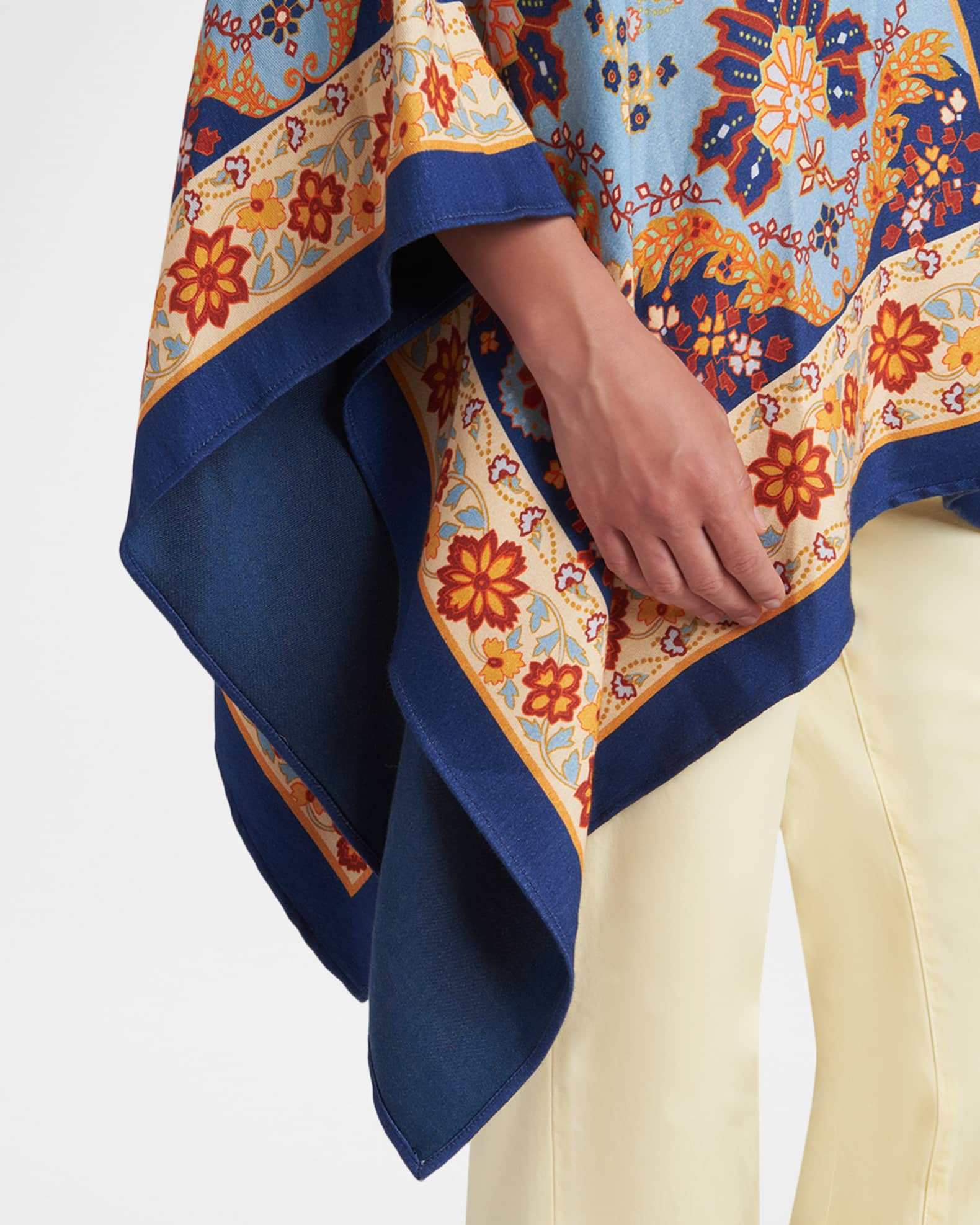 Etro Floral-Print Cotton Cape | Neiman Marcus