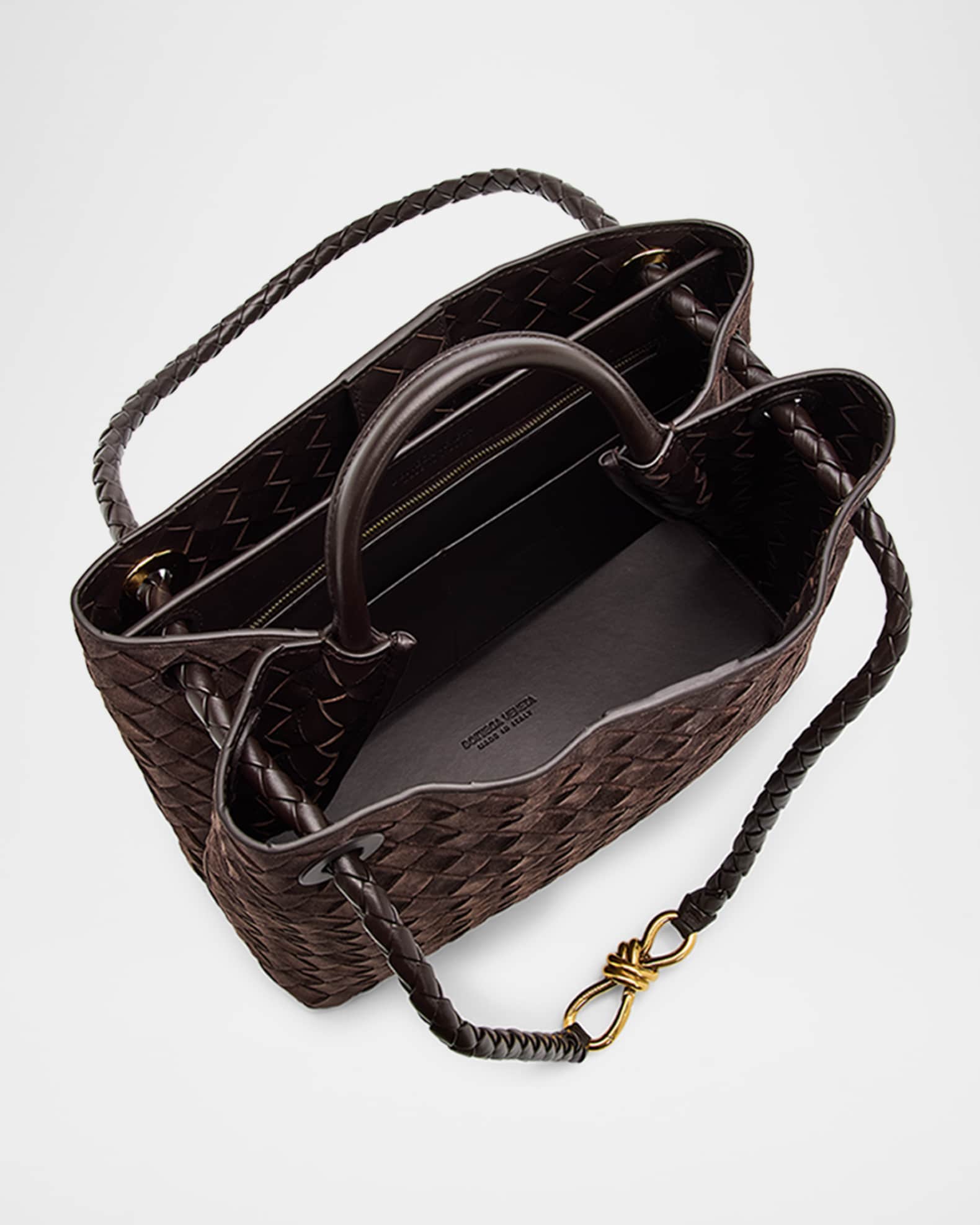 Bottega Veneta Andiamo Medium Top-Handle Bag in Suede | Neiman Marcus