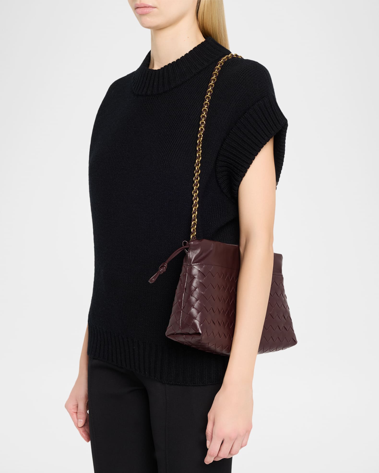 Bottega Veneta Dustbag Notte Leather Shoulder Bag | Neiman Marcus