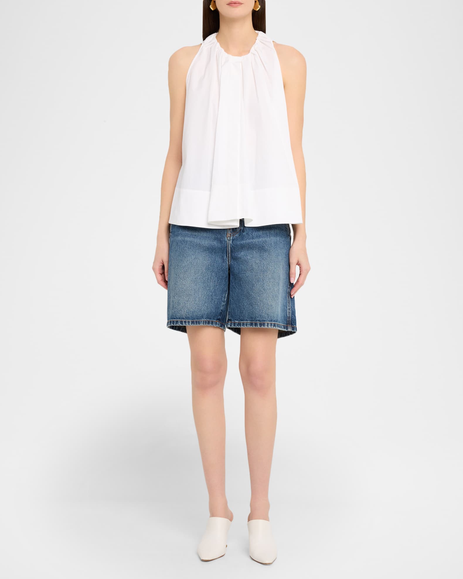 Co Sleeveless Gathered Tunic Shirt | Neiman Marcus