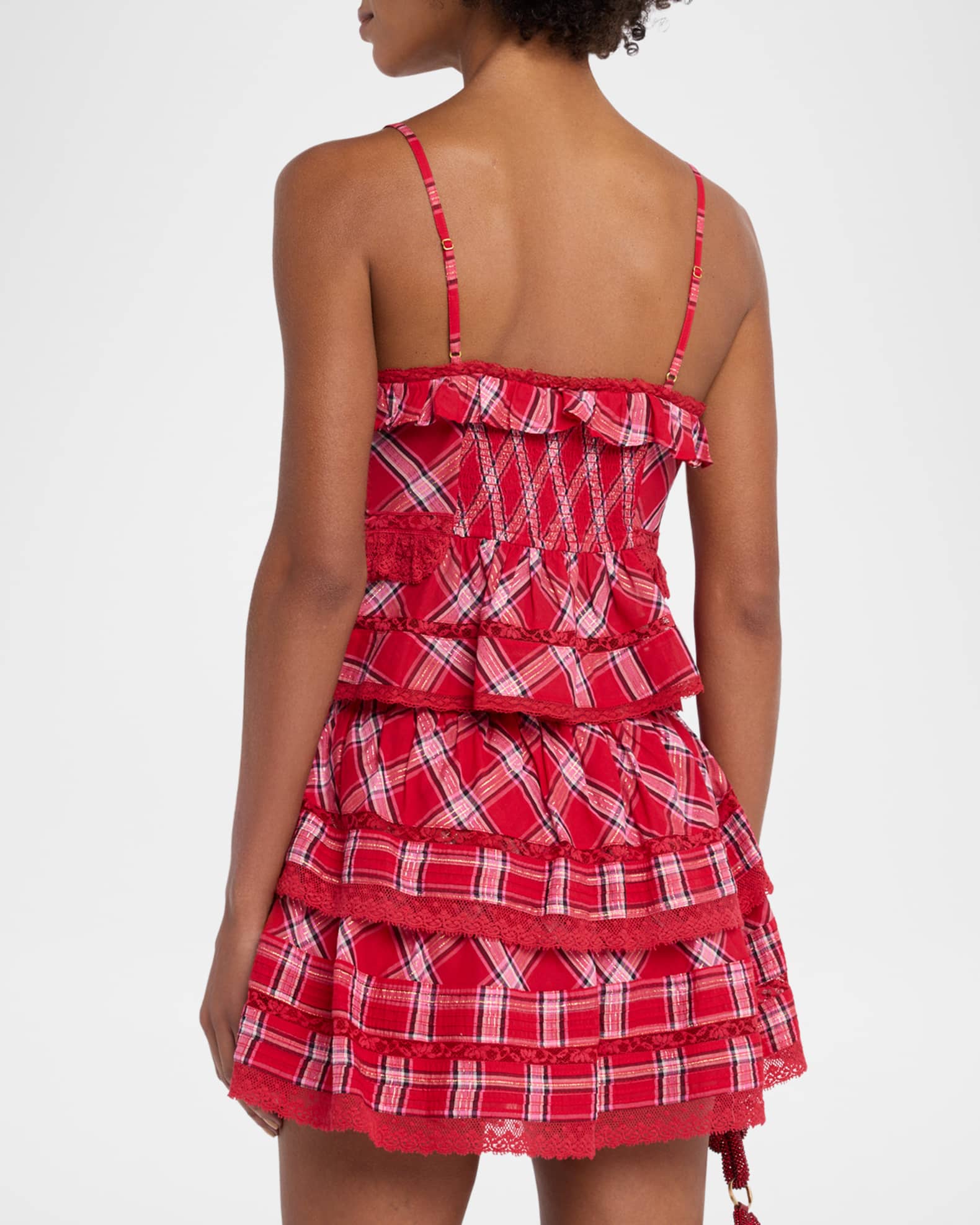LoveShackFancy Sormina Tartan Cotton Top | Neiman Marcus
